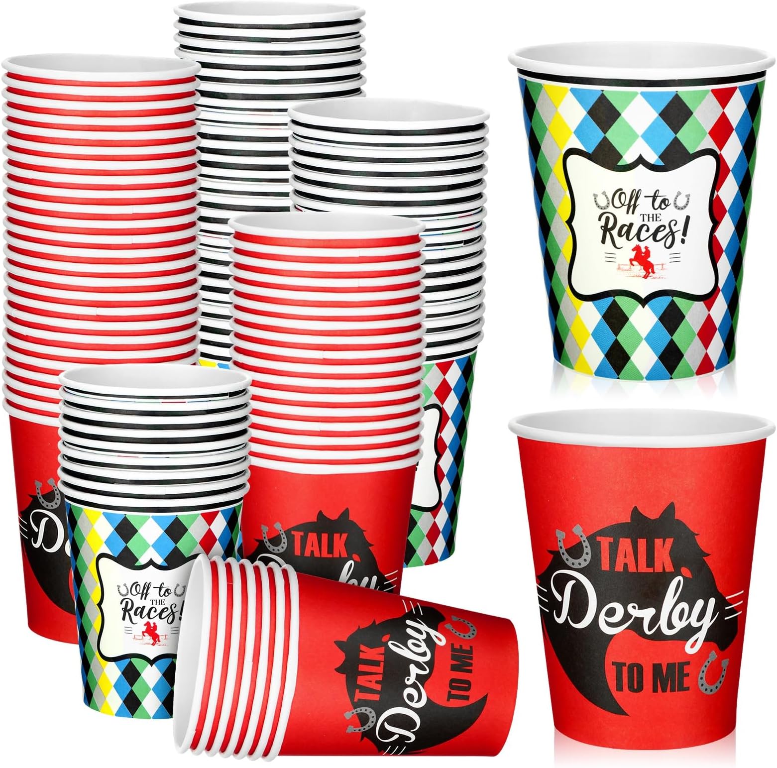 Amazon.com: Havawish 48 Pcs Derby Plastic Cups Bulk 12 oz Derby Day ...