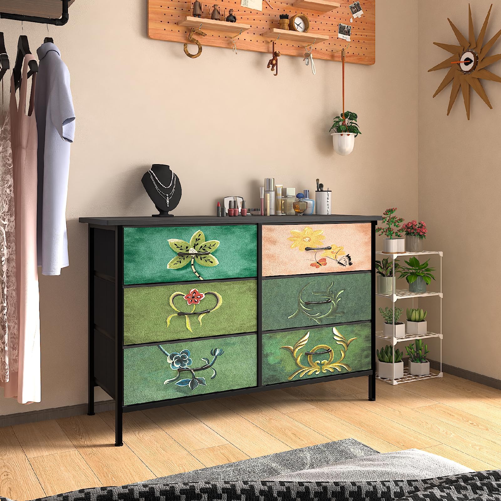 Amazon.com: Harpaq Vintage Fabric Dresser for Bedroom, 6 Drawer ...