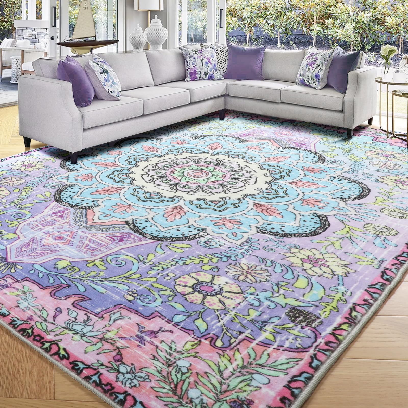Amazon.com: SOFHOM Area Rug 6x9 Washable Boho Rugs for Living Room, Non ...