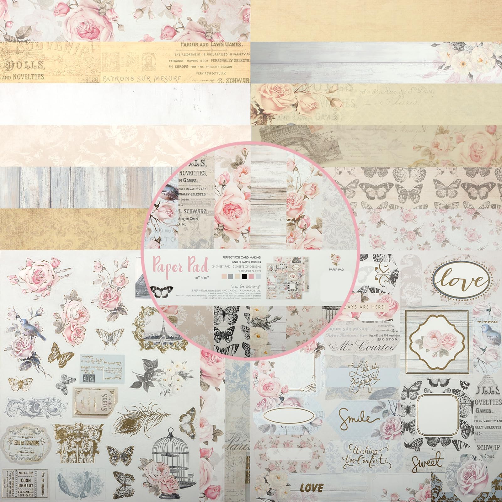 Amazon.com : Vintage Scrapbooking Paper Pad 10”x10” 26 Sheets Cardstock ...