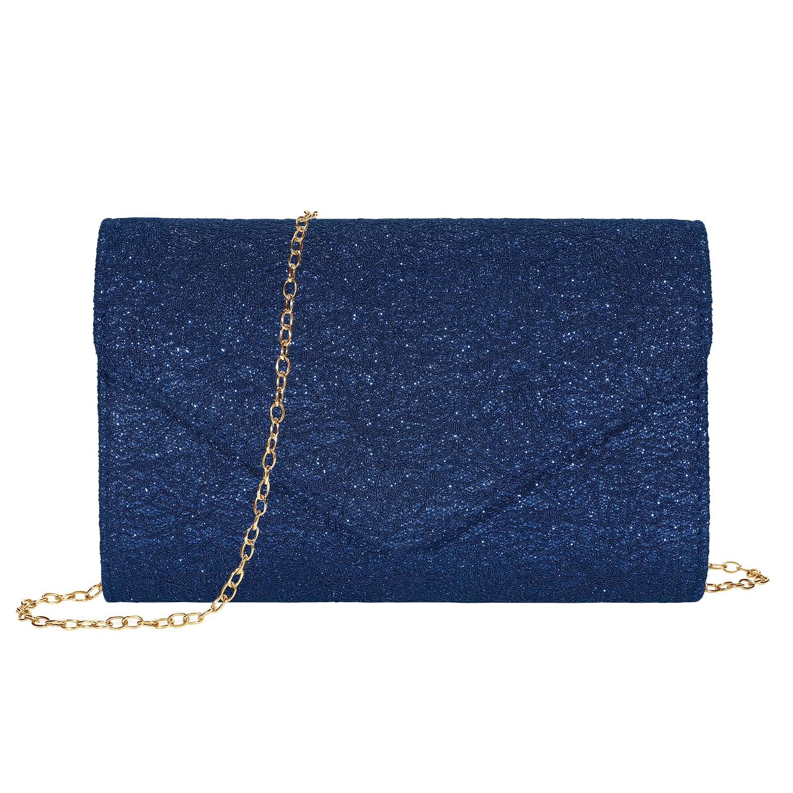 Amazon.com: UBORSE Lace Clutch Purse for Women Navy Blue Glitter ...
