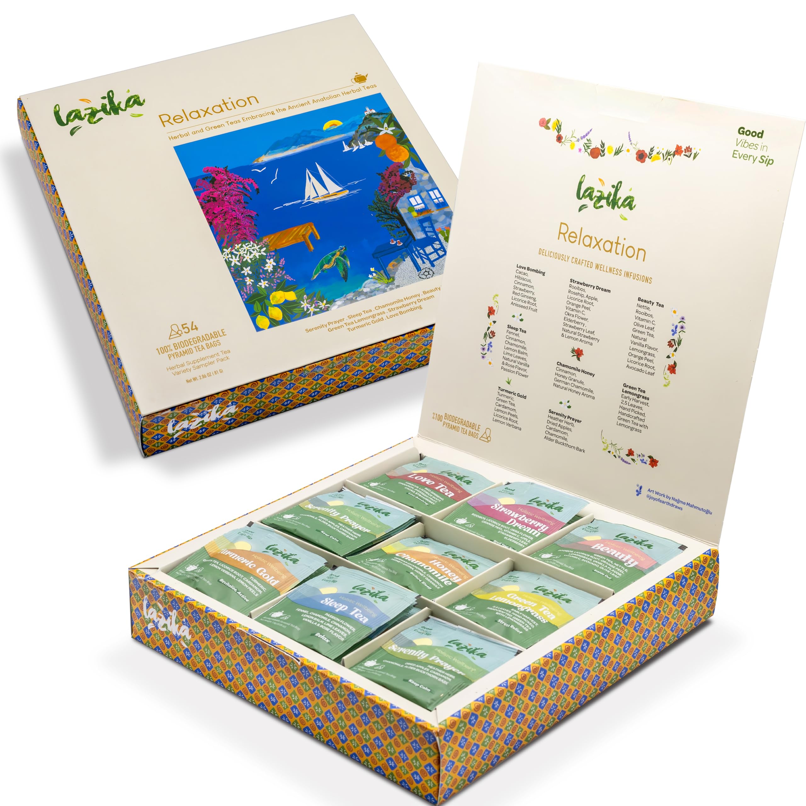 Amazon.com : Lazika Herbal Tea Variety Pack, Relaxation Tea Assortment ...