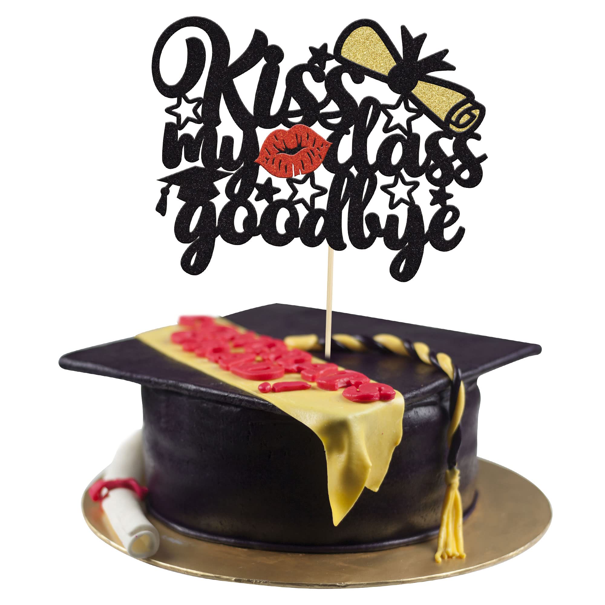 Buy Gyufise 1 Pack Black Glitter Kiss My Class Goodbye Cake Topper 2022 ...