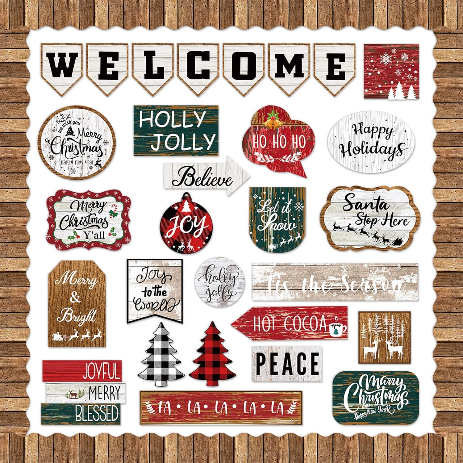Amazon.com : Whaline 63Pcs Christmas Classroom Bulletin Board ...