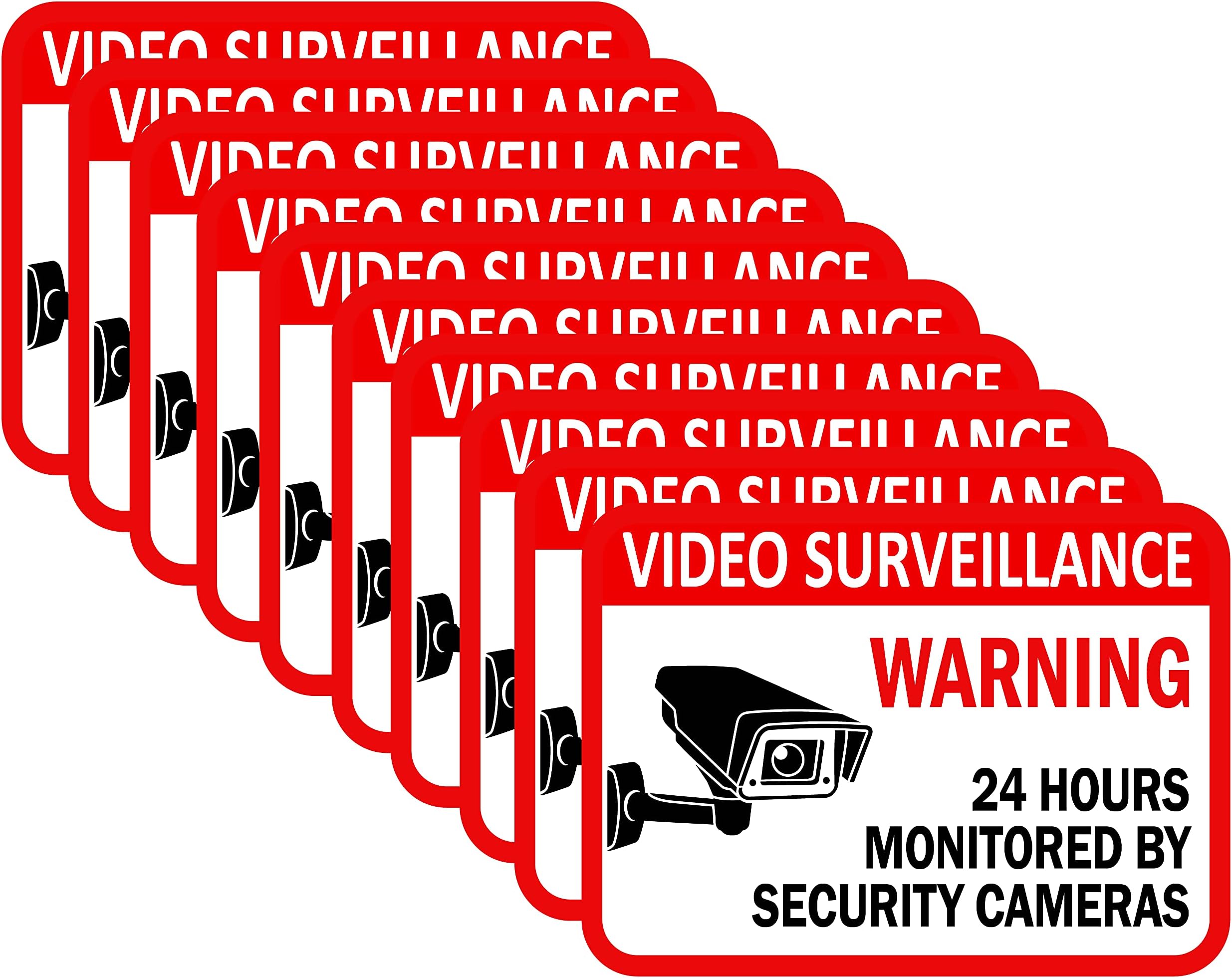 Amazon.com: Video Surveillance Sticker Vinyl 6 x 2 Inch 24 Hour CCTV ...