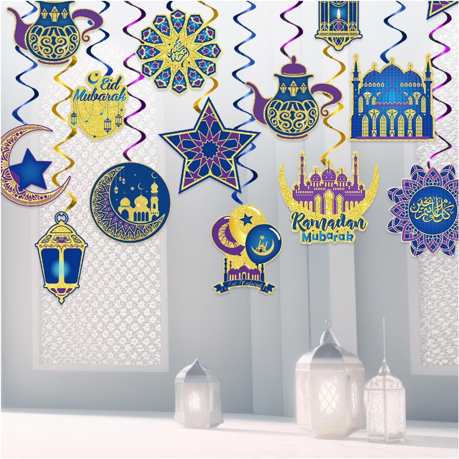 Amazon.com: 12Pcs Ramadan Kareem Hanging Ball Ornaments, 1.96" Islamic ...