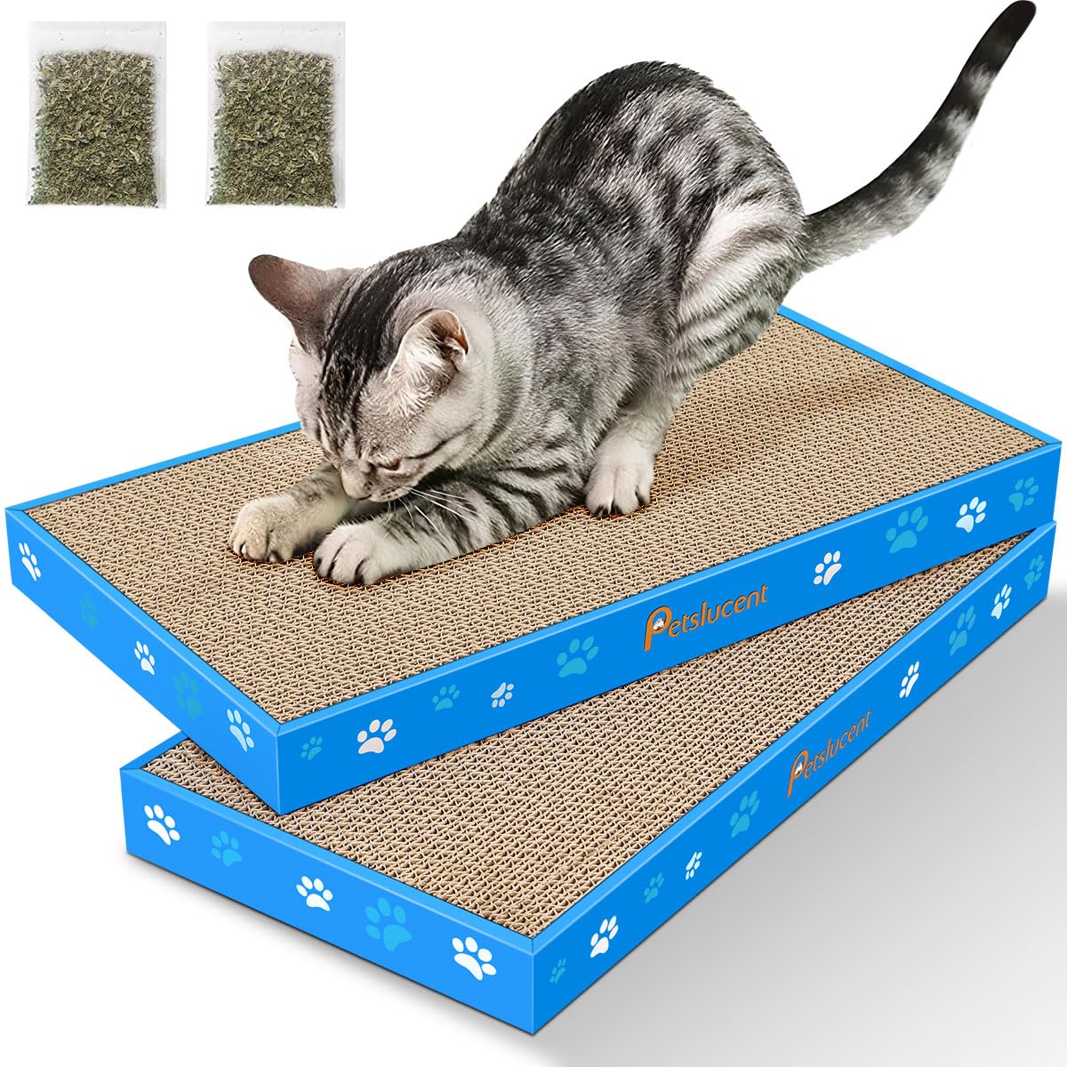 Petslucent Cat Scratching Board, Corrugate Cat Scratcher for Indoor ...
