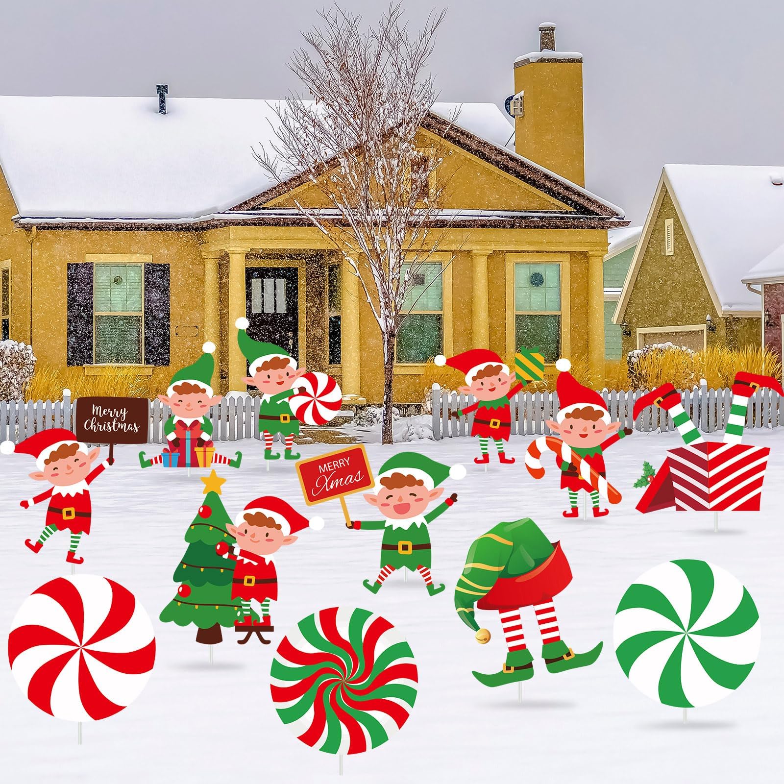 Amazon.com : BBTO 12 Pcs Christmas Gingerbread Man Yard Signs with ...