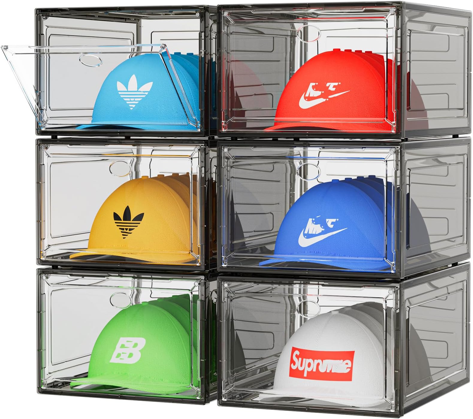 Amazon.com: YKLSLH Hat Organizer Box, 6 Boxes for 40 Pack Hats, Upgrade ...