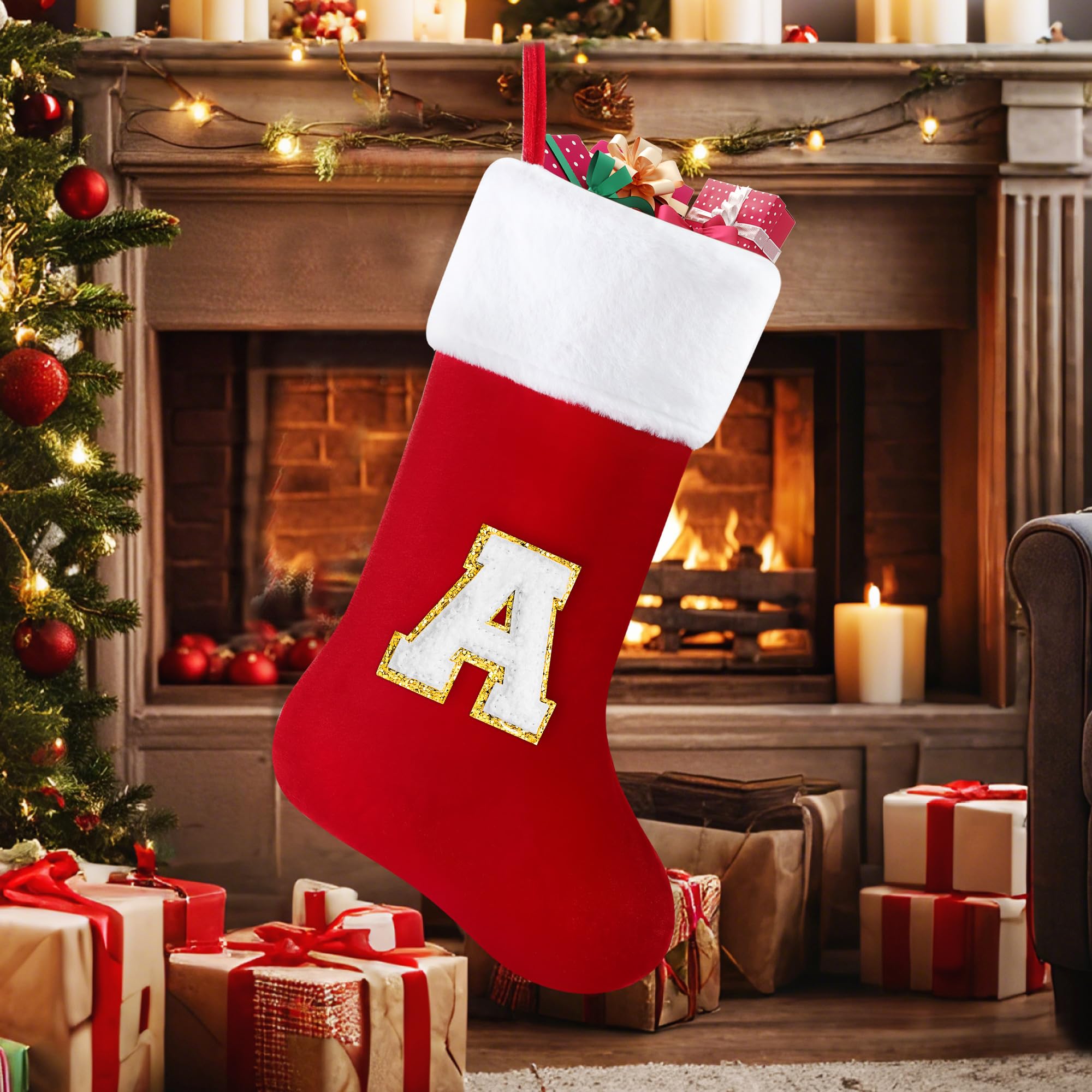 Amazon.com: Honeysea Christmas Stockings - 18'' Red Christmas Stockings ...