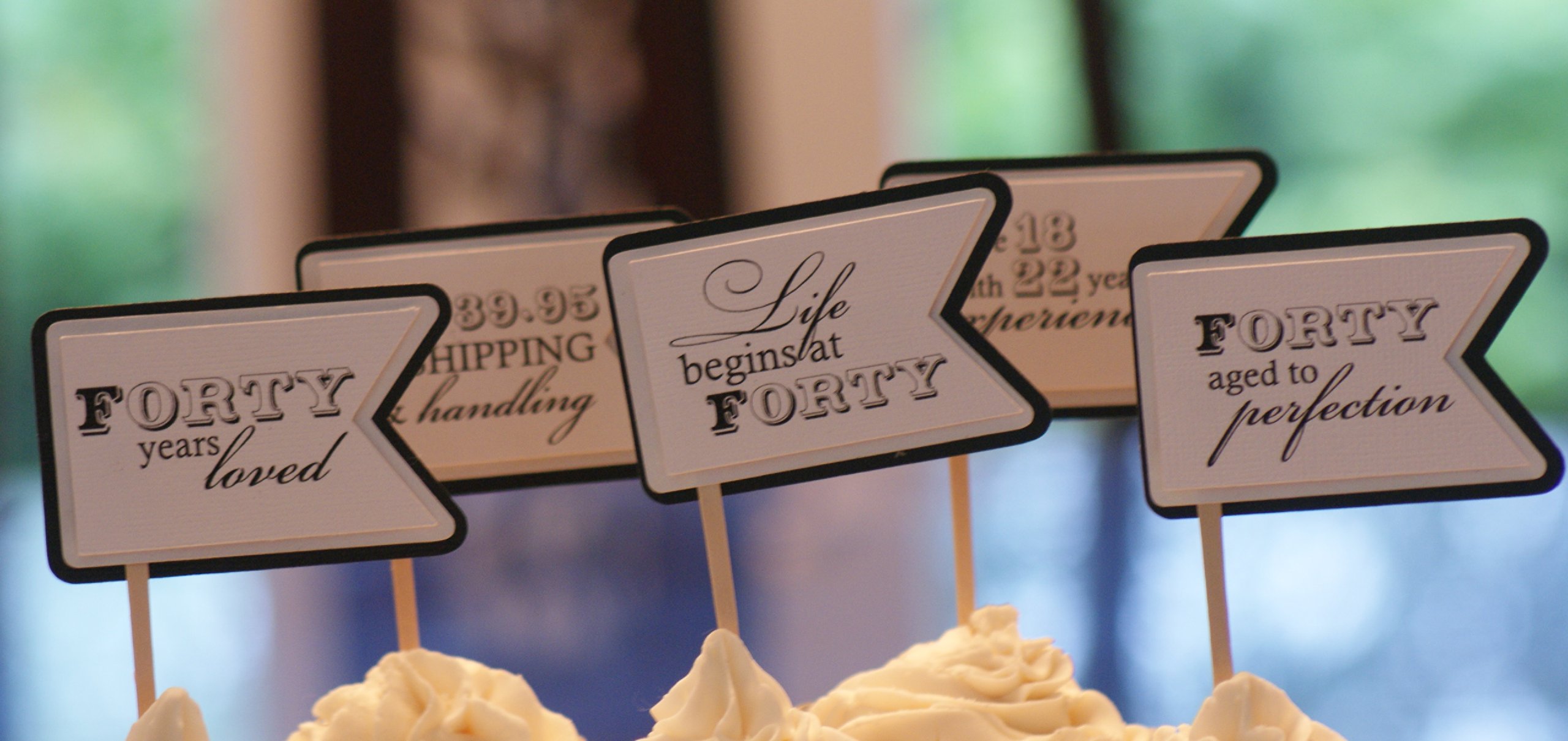 Buy All About Details Black & White 40th Birthday Quotes Cupcake ...