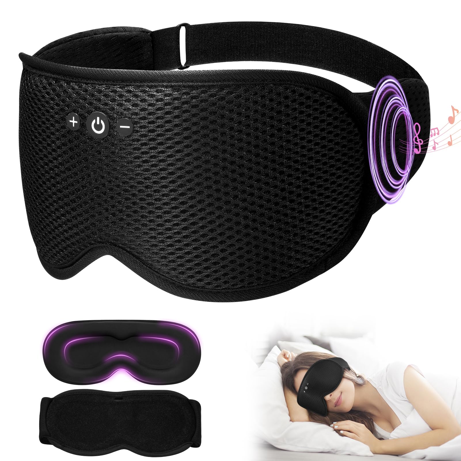 Amazon.com: Bluetooth Sleep Mask with Removable 3D Contoured, Music Eye ...
