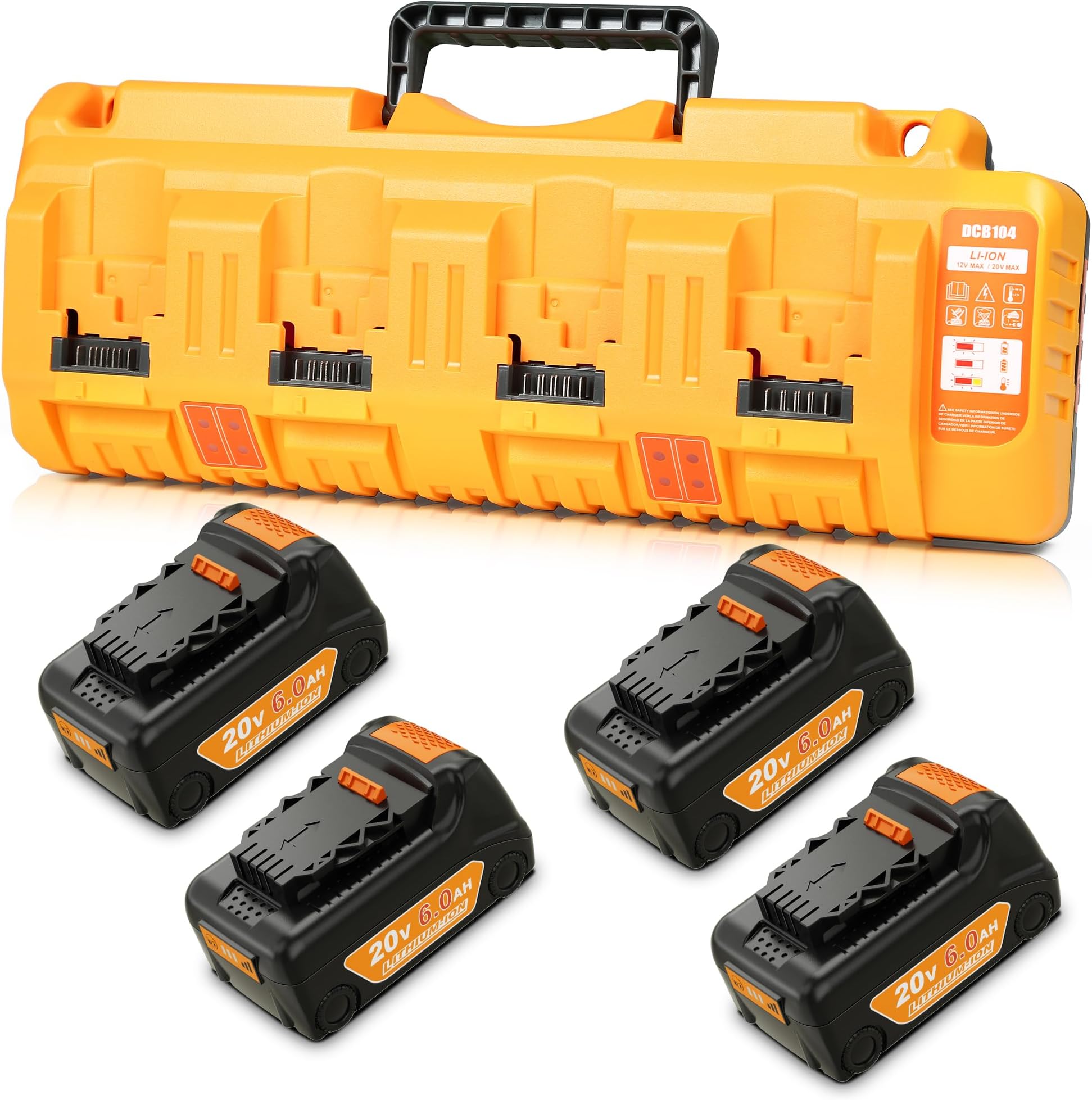Amazon.com: 6.0Ah Replacement for Dewalt 20V Battery 4Pack 20v Max Battery with DCB104 Battery ...