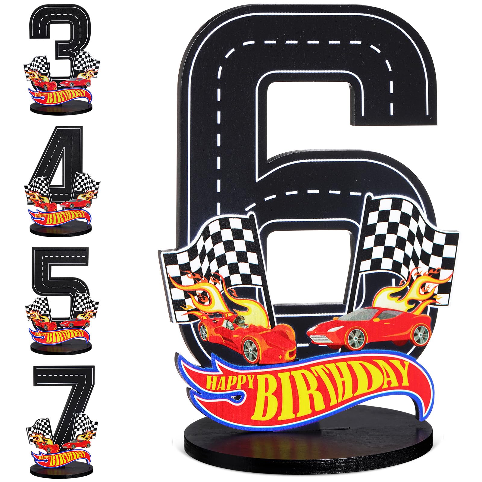 Snapklik.com : Race Car 6th Birthday Number Sign Centerpiece Race Car ...