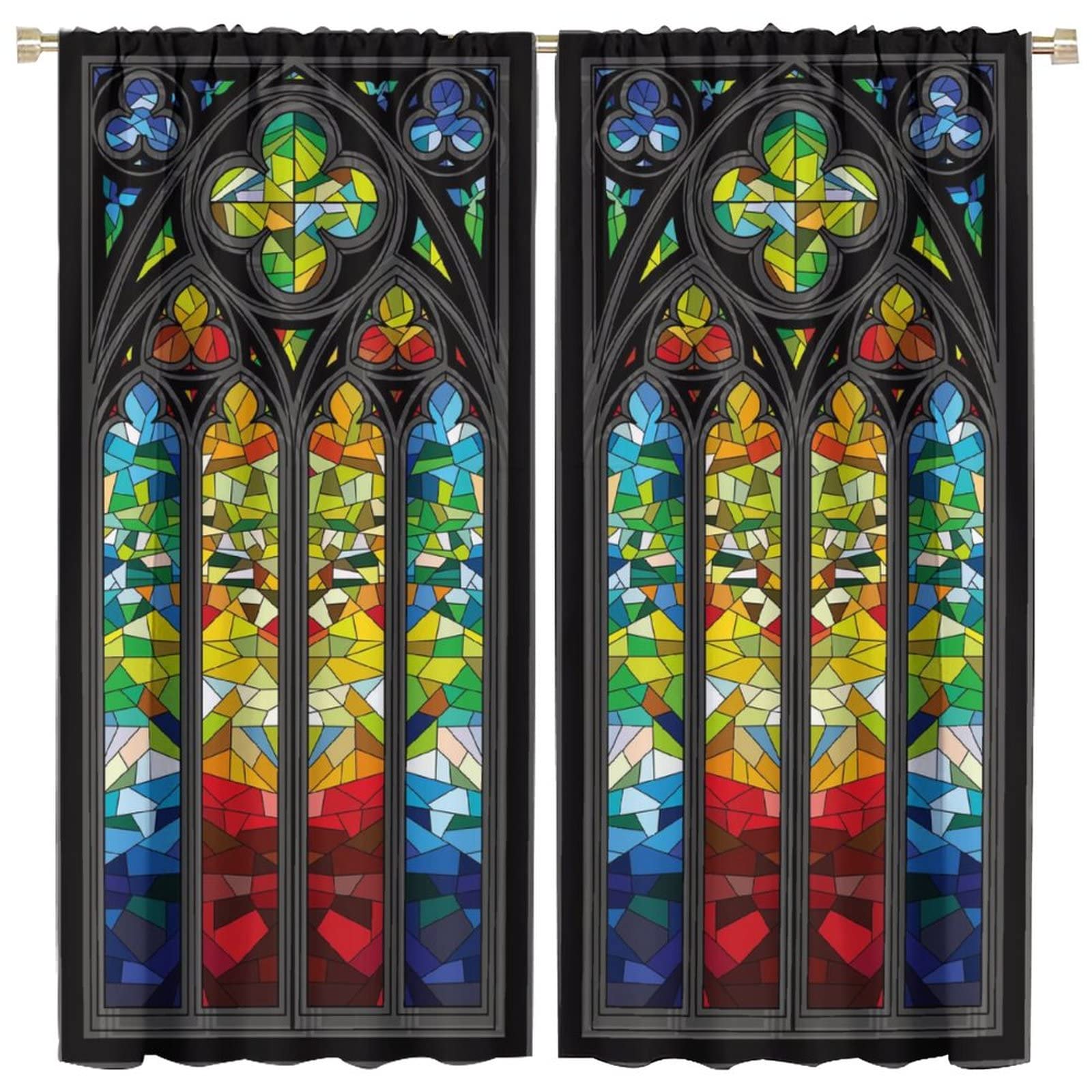 Amazon.com: Stained Glass Windows Curtains,Mid-Century Vintage Bohemian ...