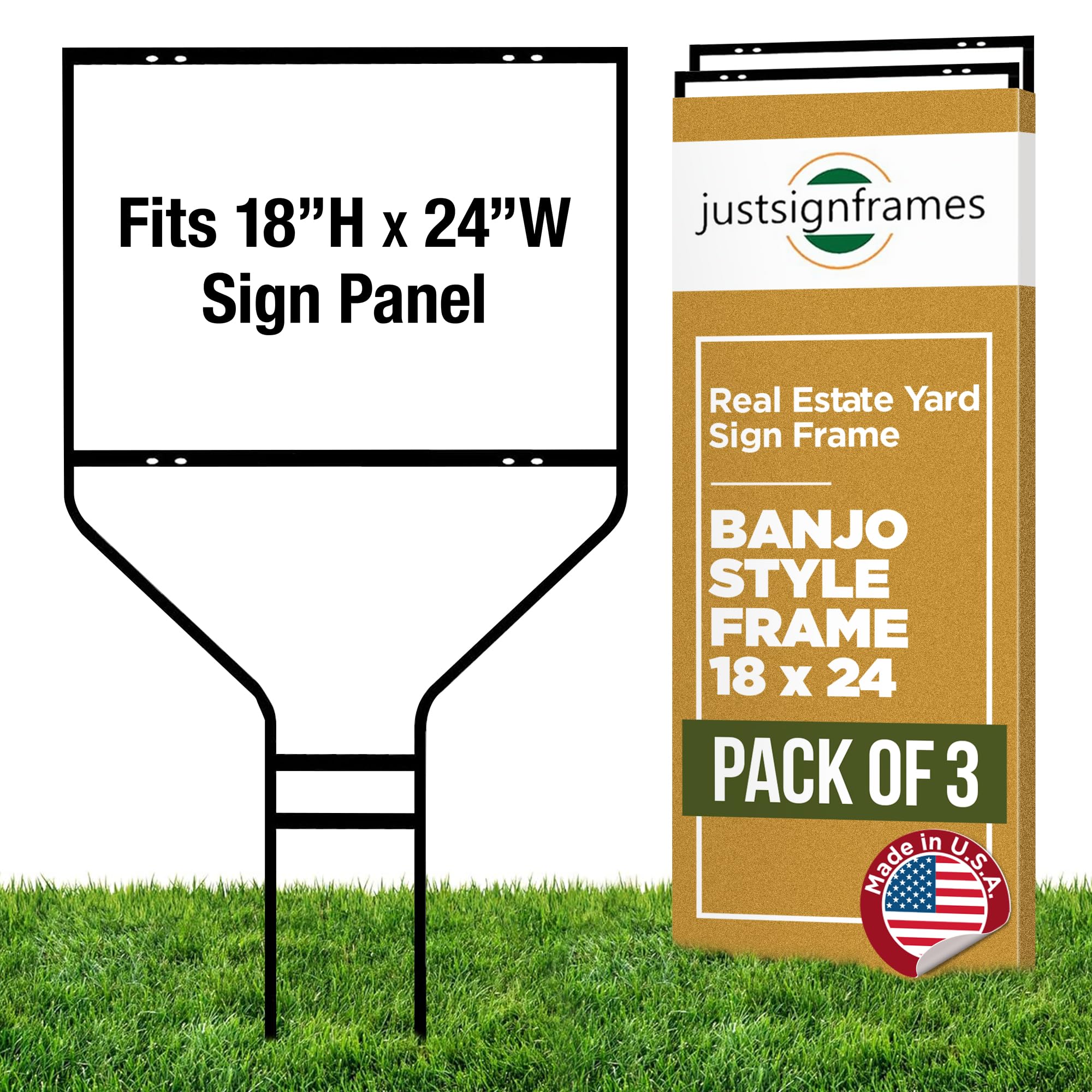 Amazon.com : justsignframes Real Estate Yard Sign Metal Round Rod Frame ...