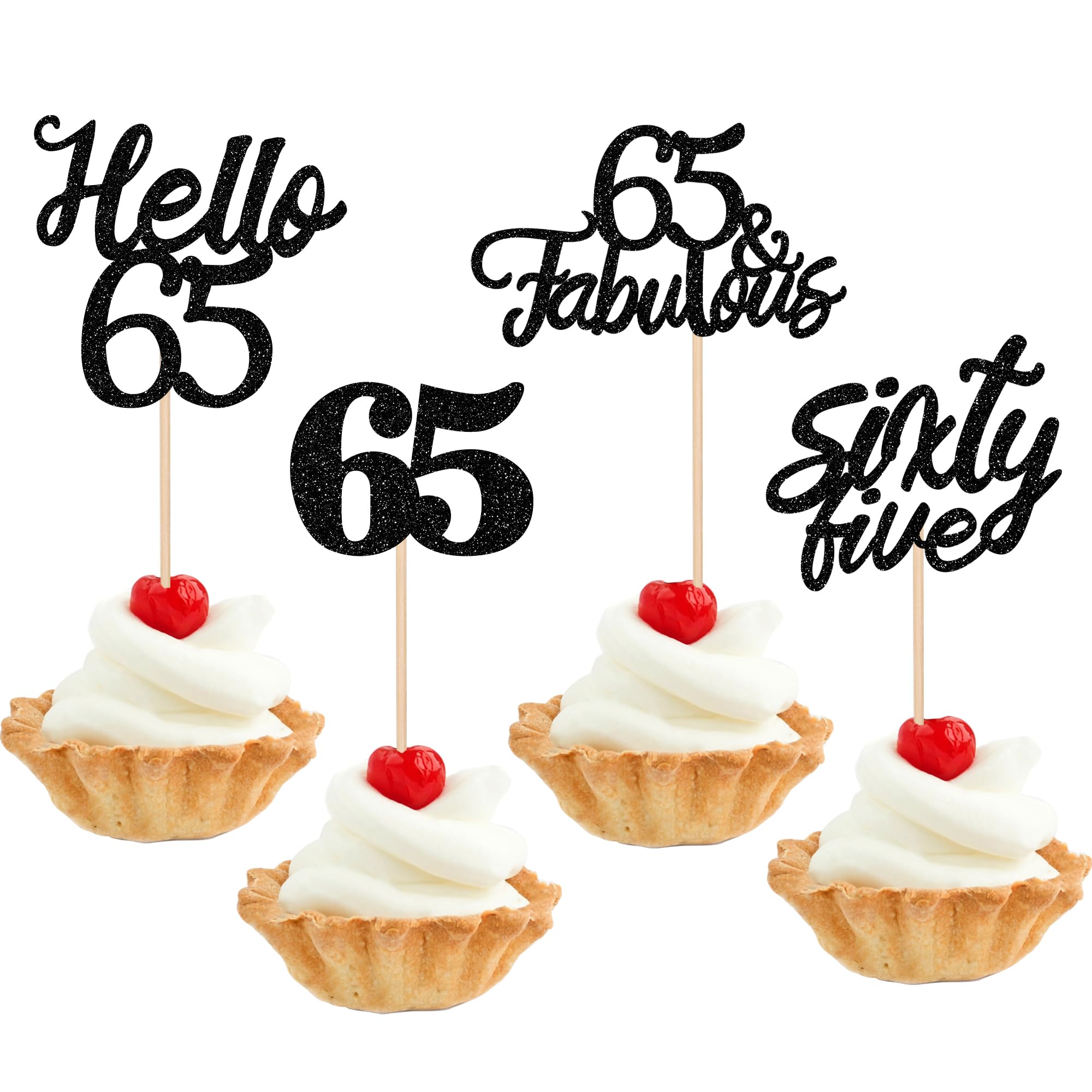 Amazon.com: 24 PCS 65th Birthday Cupcake Toppers Hello 65 Cake Topper ...