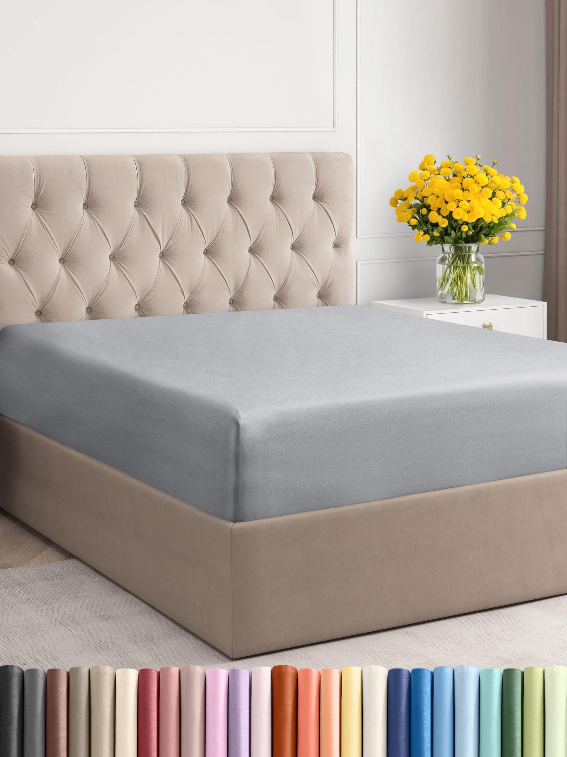 Amazon.com: Queen Size Fitted Bed Sheet - Hotel Luxury Single Fitted ...