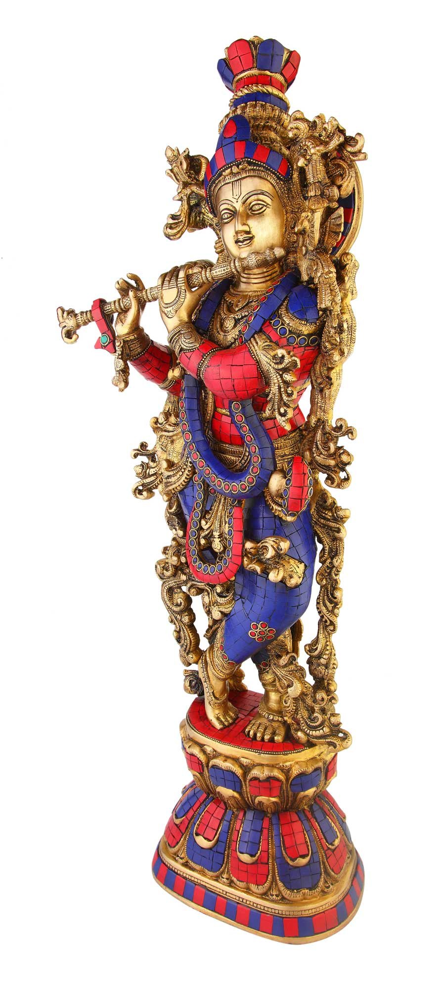 Statuestudio Hindu Religious Lord Gopala Krishna Murti Brass Inlay ...