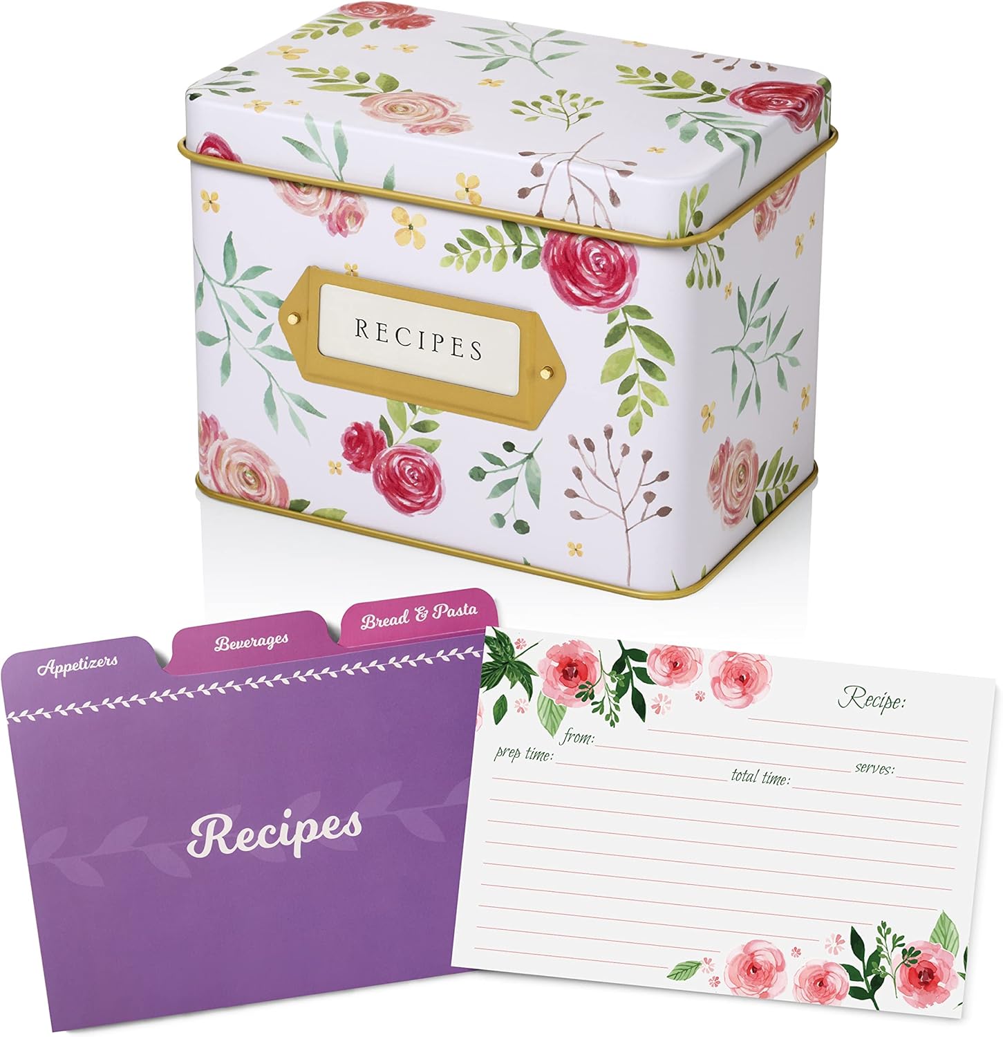 Amazon.com: Jot & Mark Decorative Recipe Tin Box for Recipe Cards ...