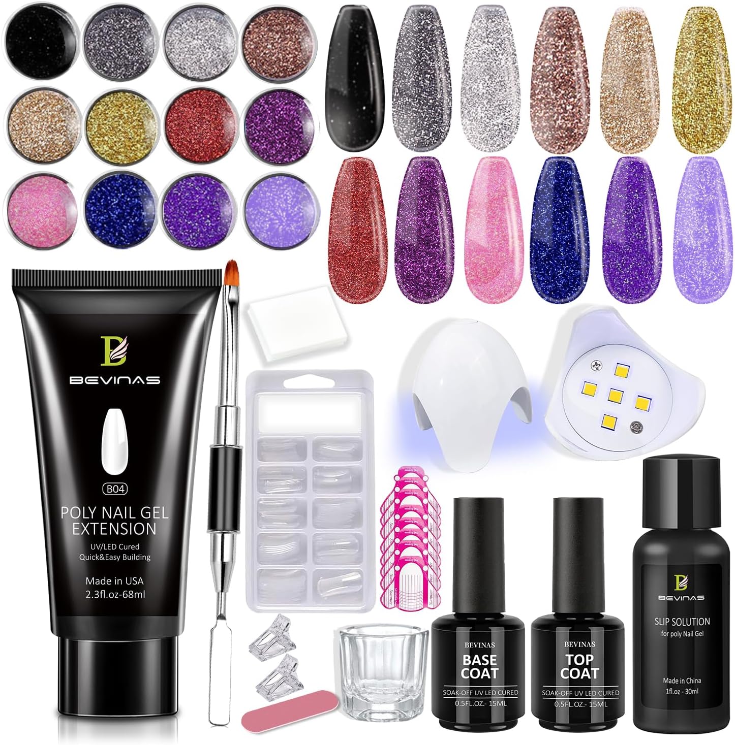 Amazon.com : 12 PCS Poly Extension Gel Manicure Kit Poly Gel With Mini ...