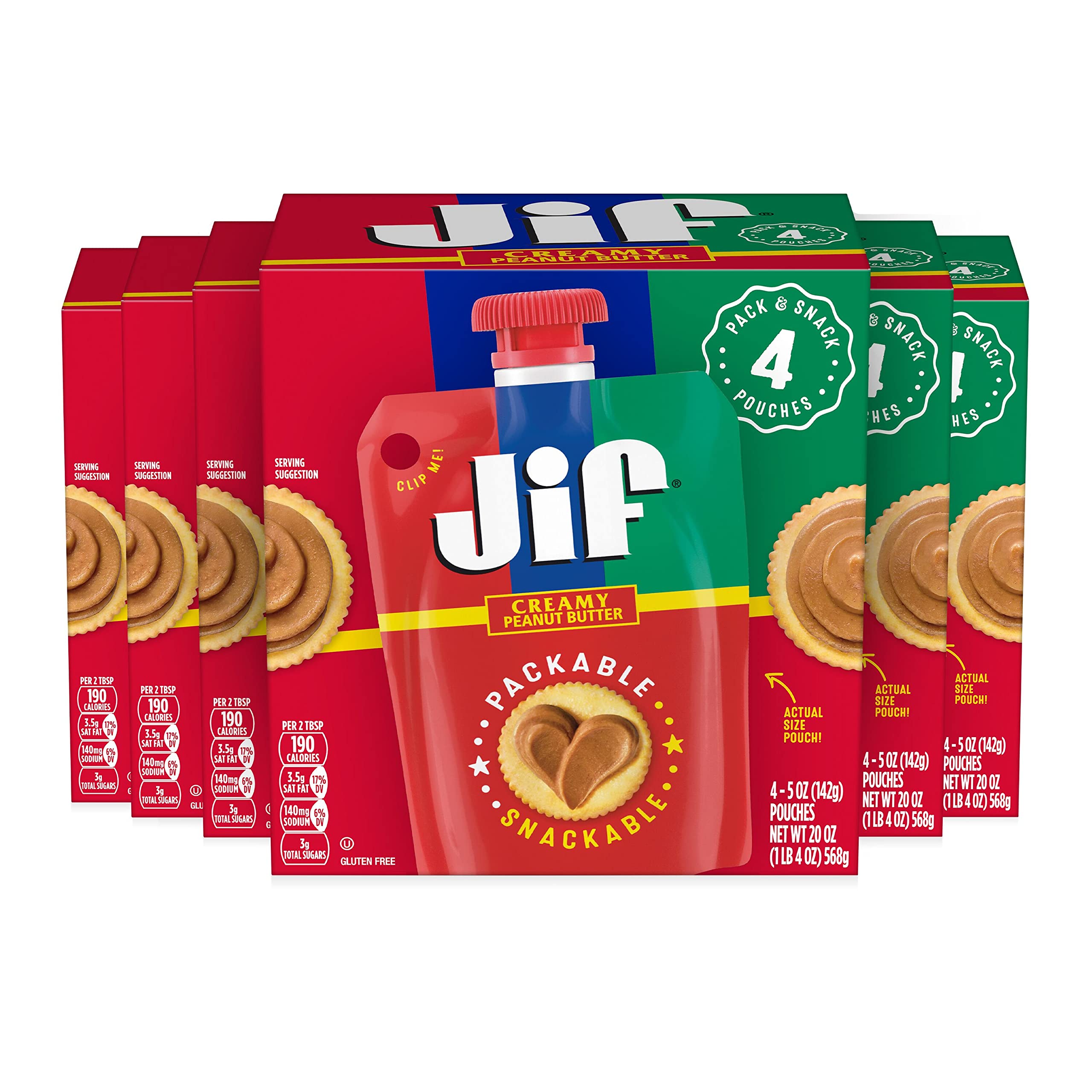 Snapklik.com : Jif Squeeze Creamy Peanut Butter, Resealable Pouches, 5 ...