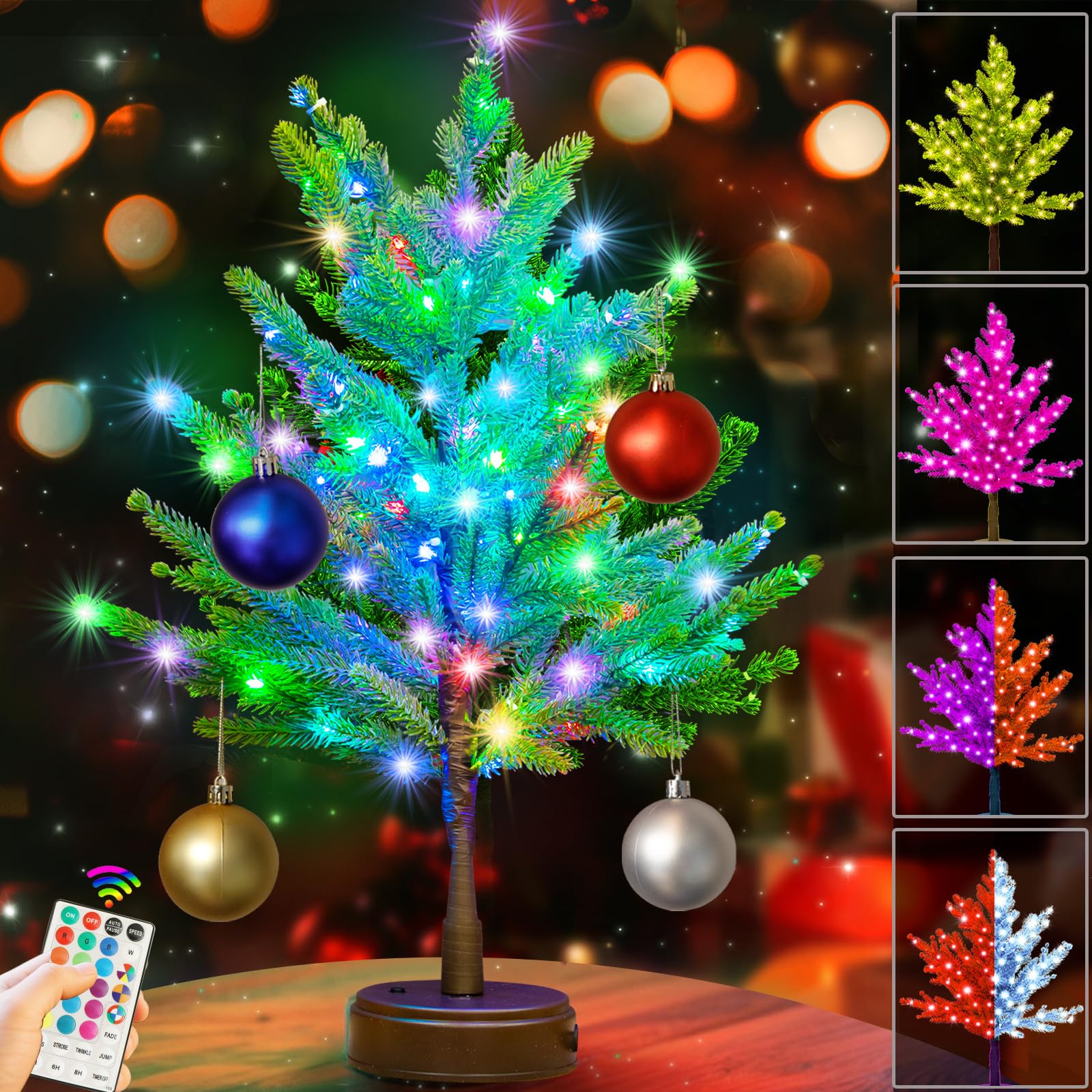 Snapklik.com : Pooqla RGB Lighted Mini Christmas Tree, Color Changing ...