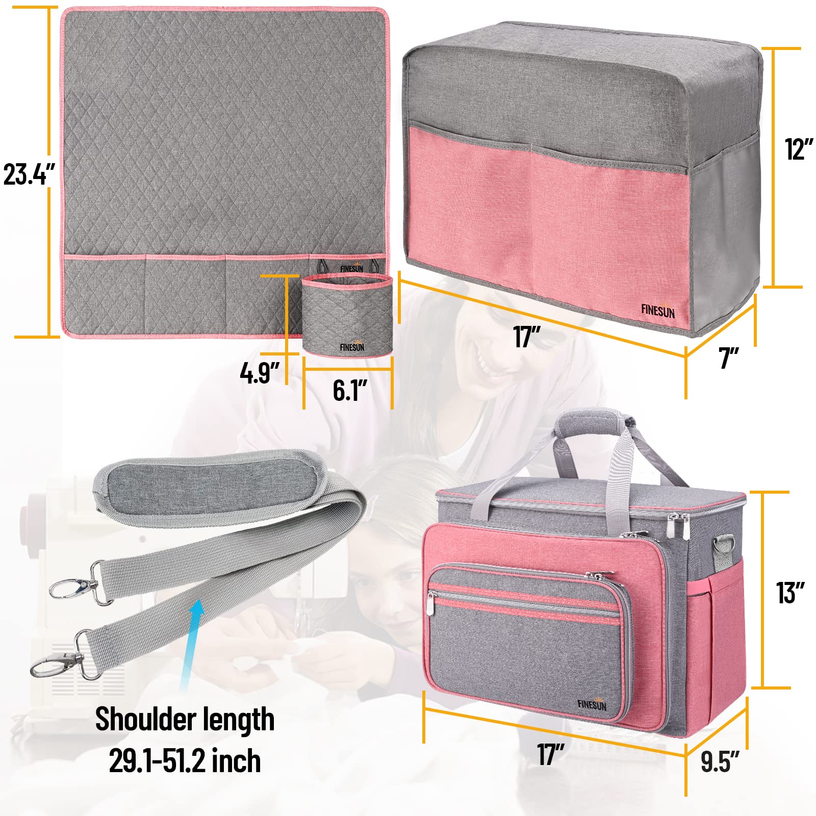 Snapklik.com : FINESUN Sewing Machine Bag, Foldable Deluxe Sewing ...