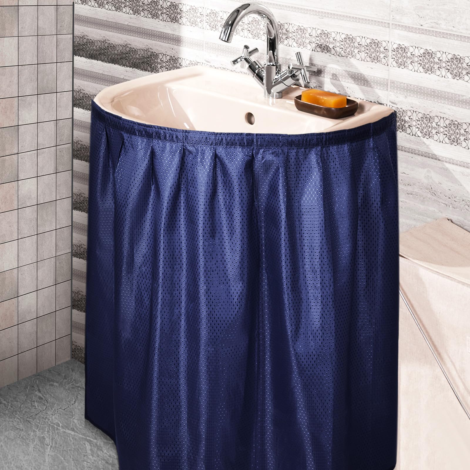 Amazon.com: Windkream Fabric Sink Skirt Diamond Bathroom Stitch Self ...