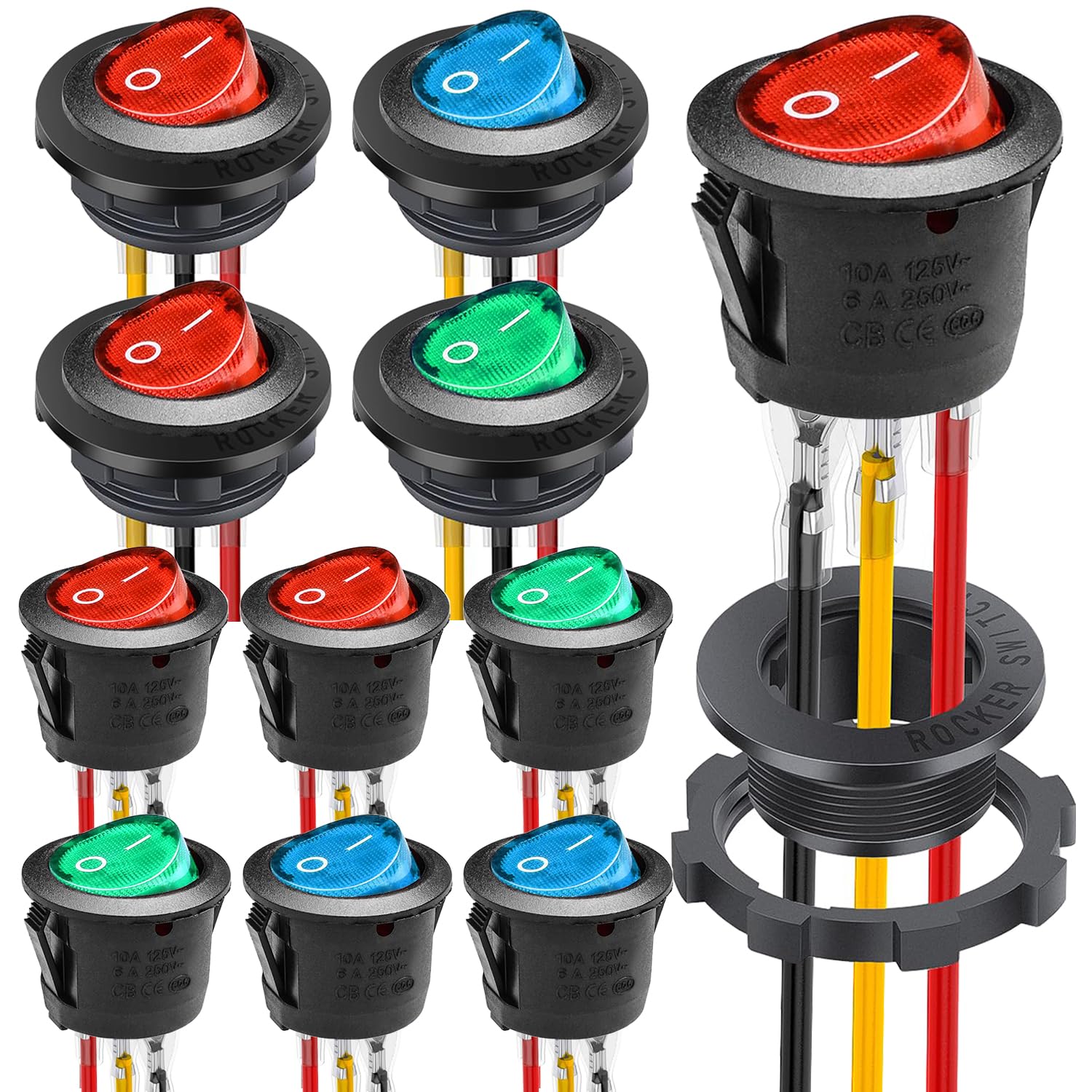 Amazon.com: Waterproof Round Rocker Switch, Waterproof Toggle Switch ...