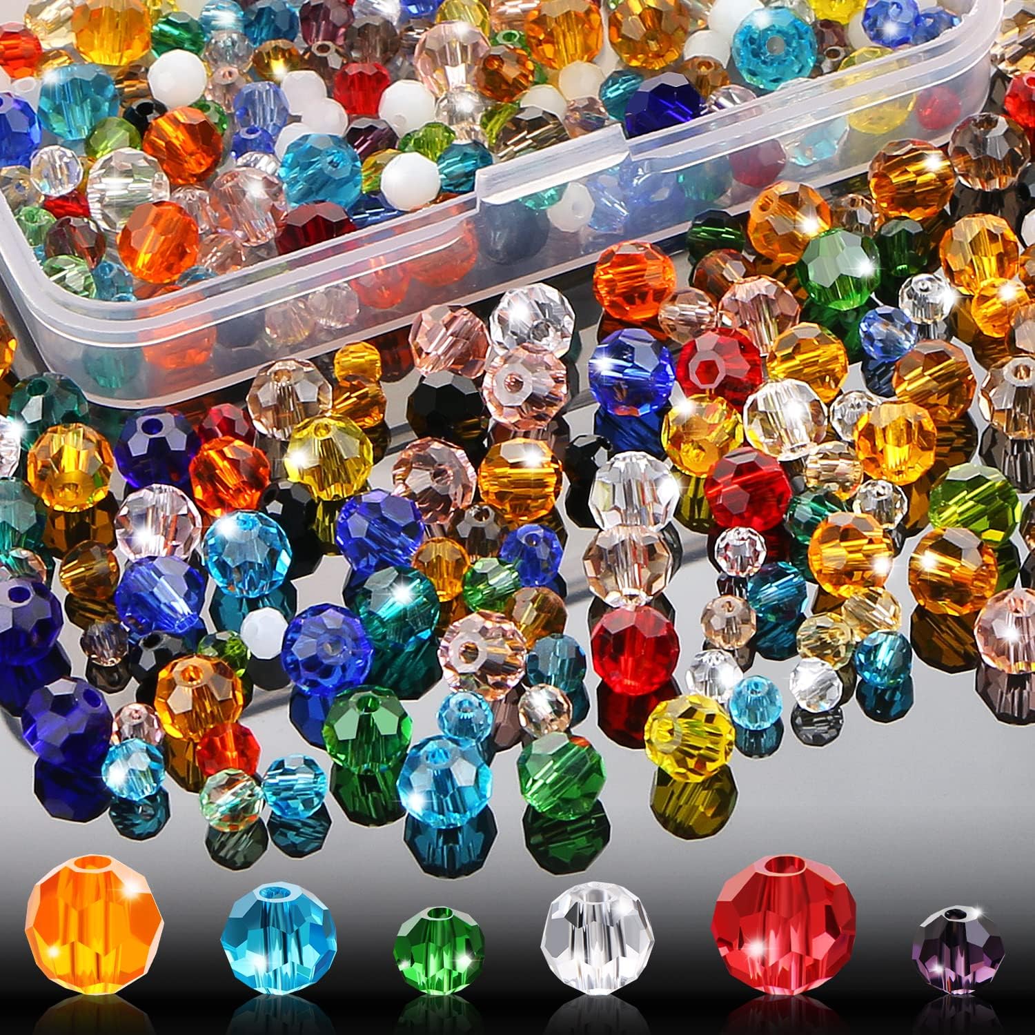 Amazon.com: MIKIMIQI 300 Pcs Round Crystal Glass Beads for Jewelry ...