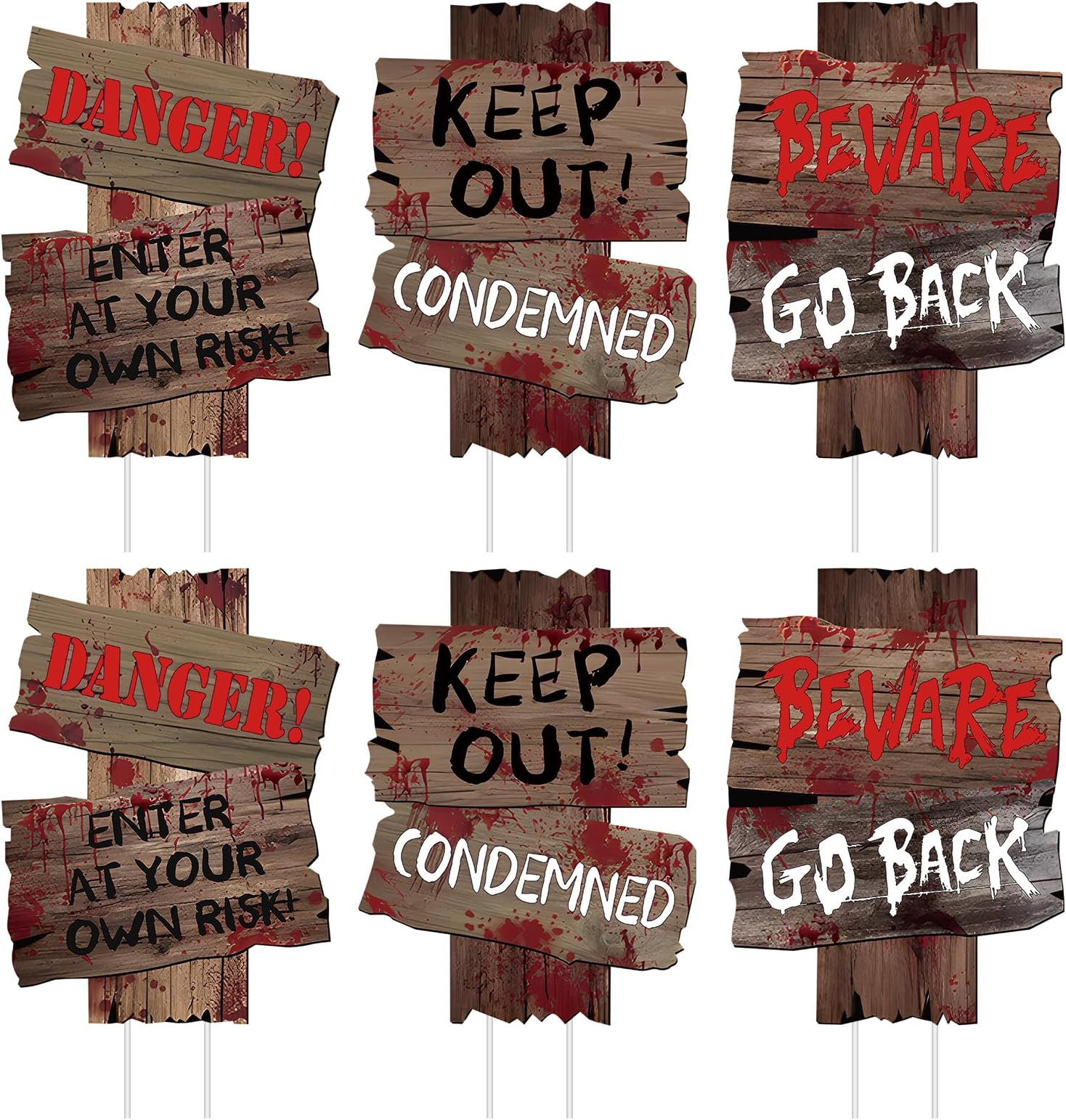 Amazon.com : Halloween Decorations Beware Signs Yard Stakes Outdoor ...