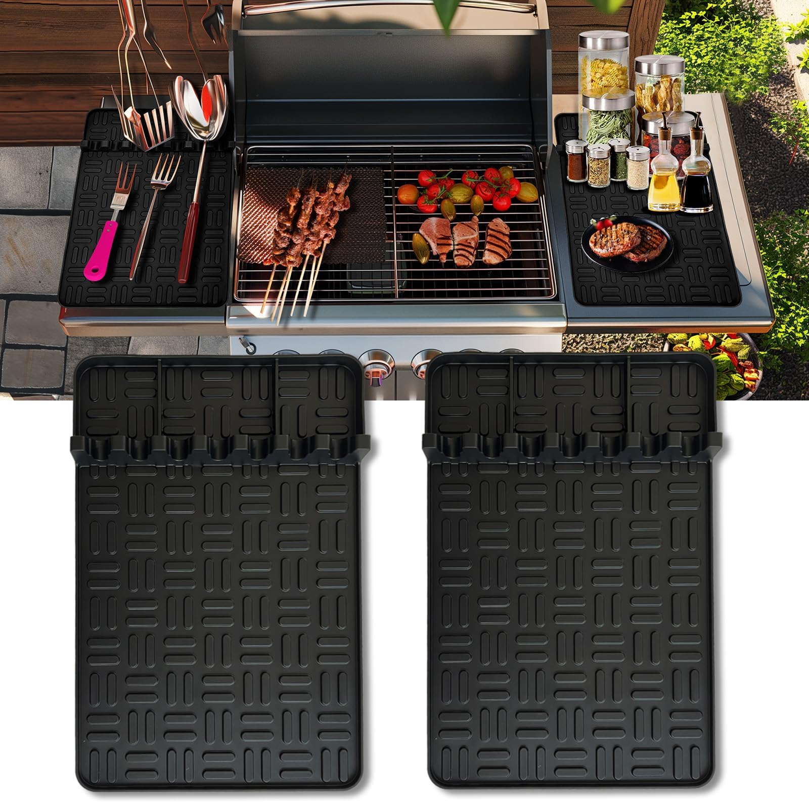 Amazon.com: 2PCS Blackstone Silicone Mat with Basting Brush, Silicone ...