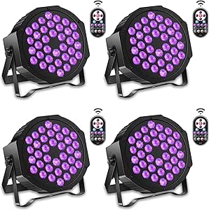 UKing 4 pcs UV Black Lights 72W 36 LED Par Light by Remote and DMX ...