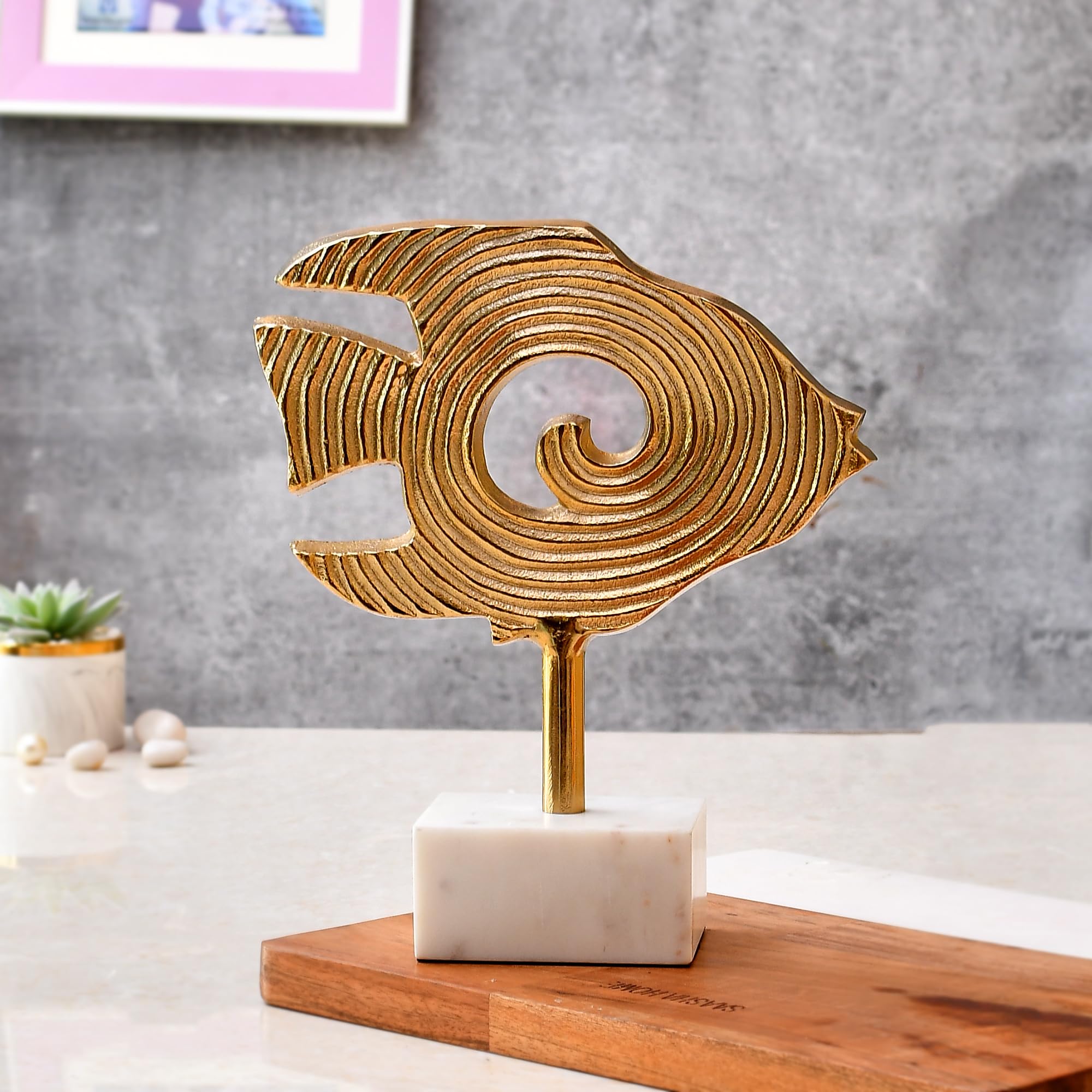 CraftVatika Metal Fish Vastu Statue Showpiece for Home Decor, Fish ...