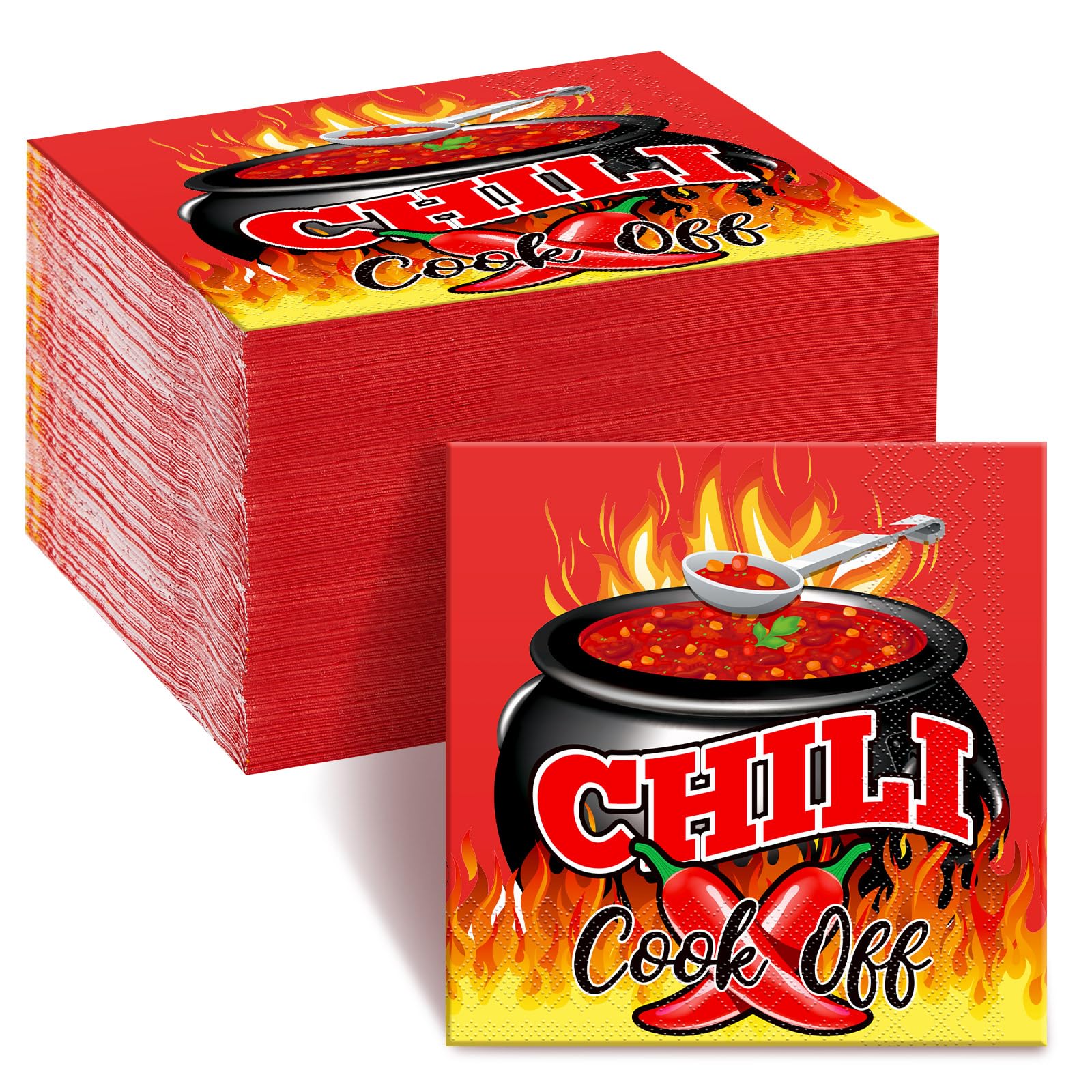 Amazon.com: Engrowtic 100 Pcs Chili Cook off Paper Napkins Chili Pepper ...
