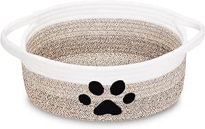 Amazon.com : ABenkle Small Woven Basket with Handle, Cute Dog Paw ...