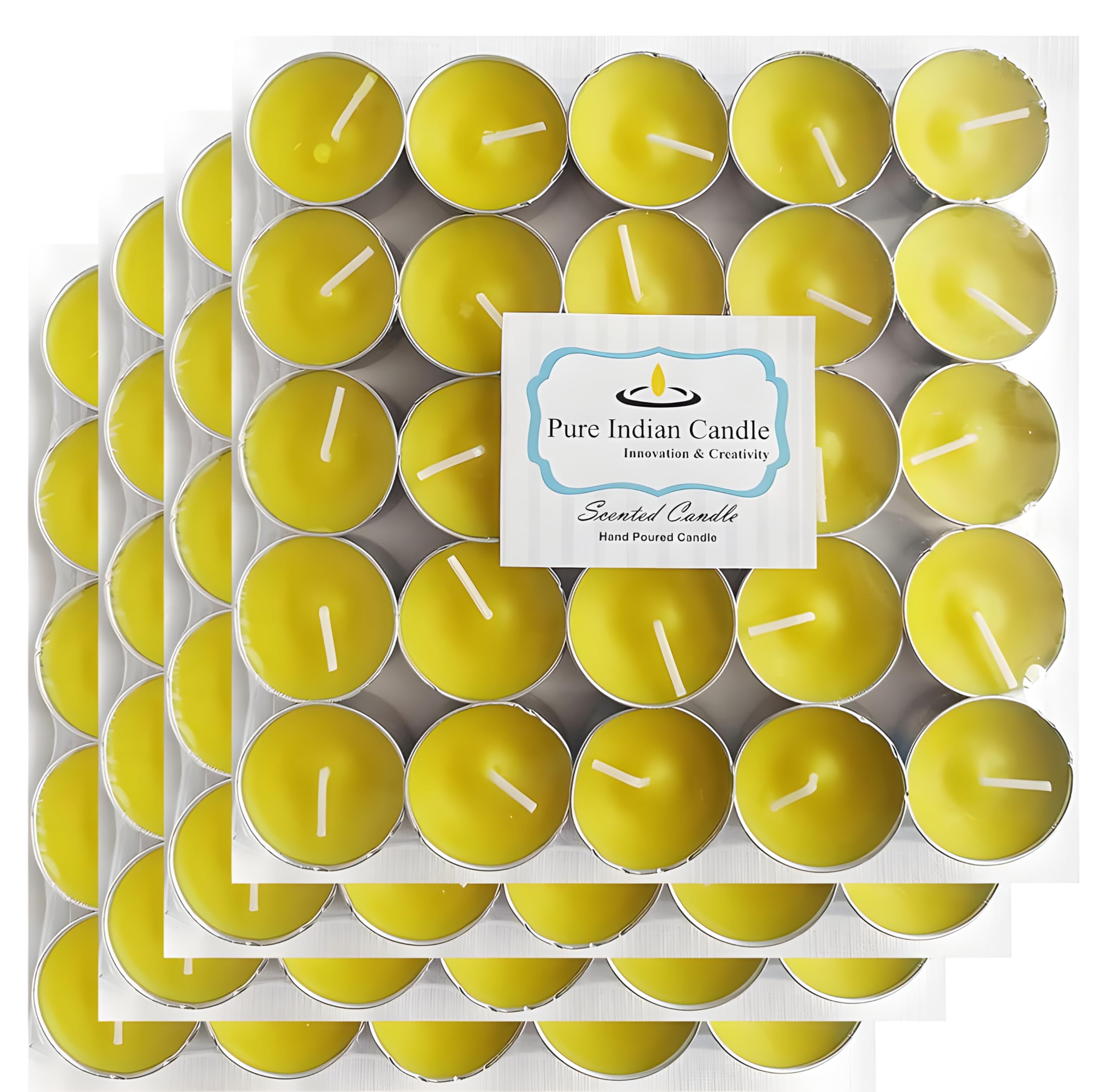 Pure Indian Candle Handmade Sandalwood Amber Fragrance Yellow Tea Light ...