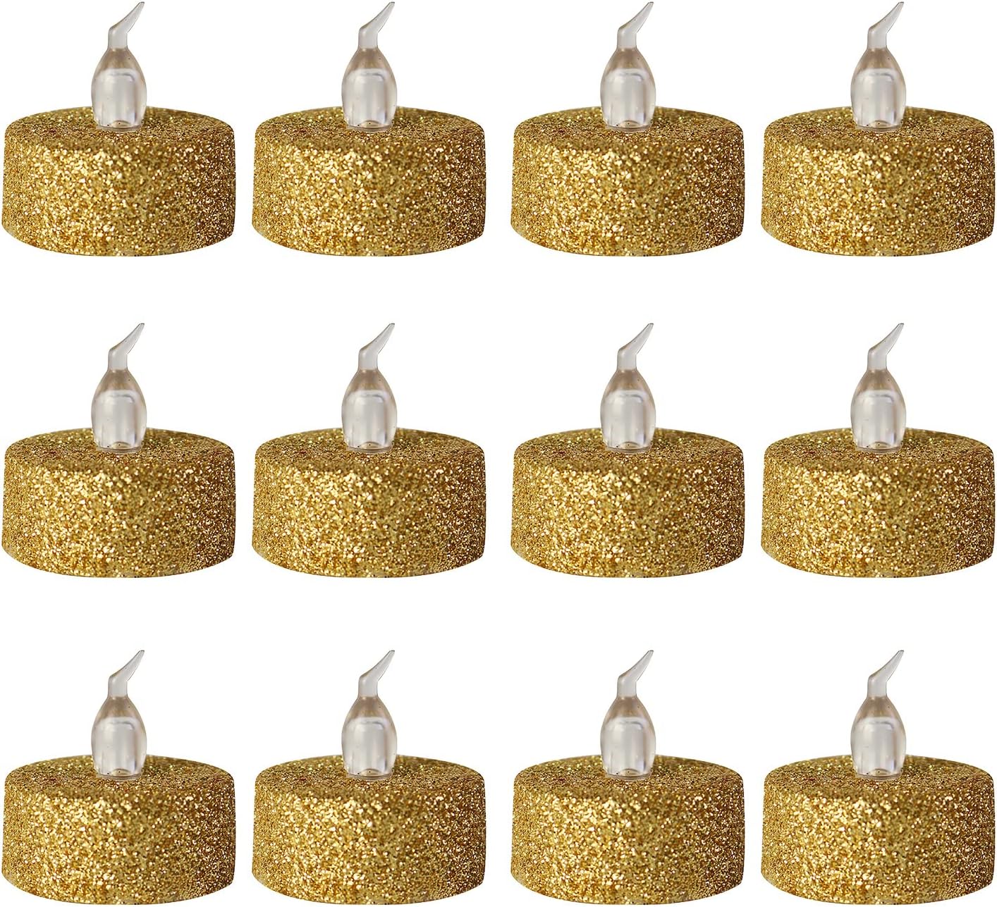 BFYDOAA 12cs Small LED Candle Lamp Glitter Tea Lights Flameless Votive ...