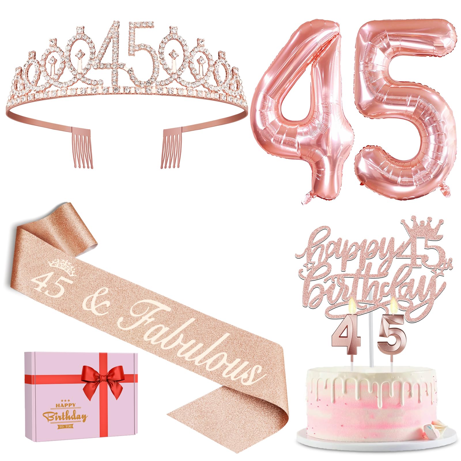 Amazon.com: 45th Birthday Gifts for Women, Include 45th Birthday Sash ...