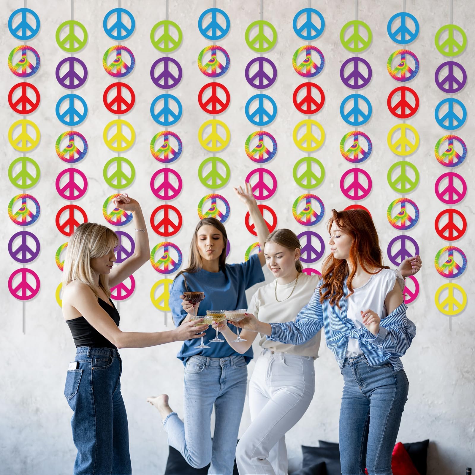 Snapklik.com : 12 Pack 60s Hippie Theme Party Banners - Groovy Hanging ...