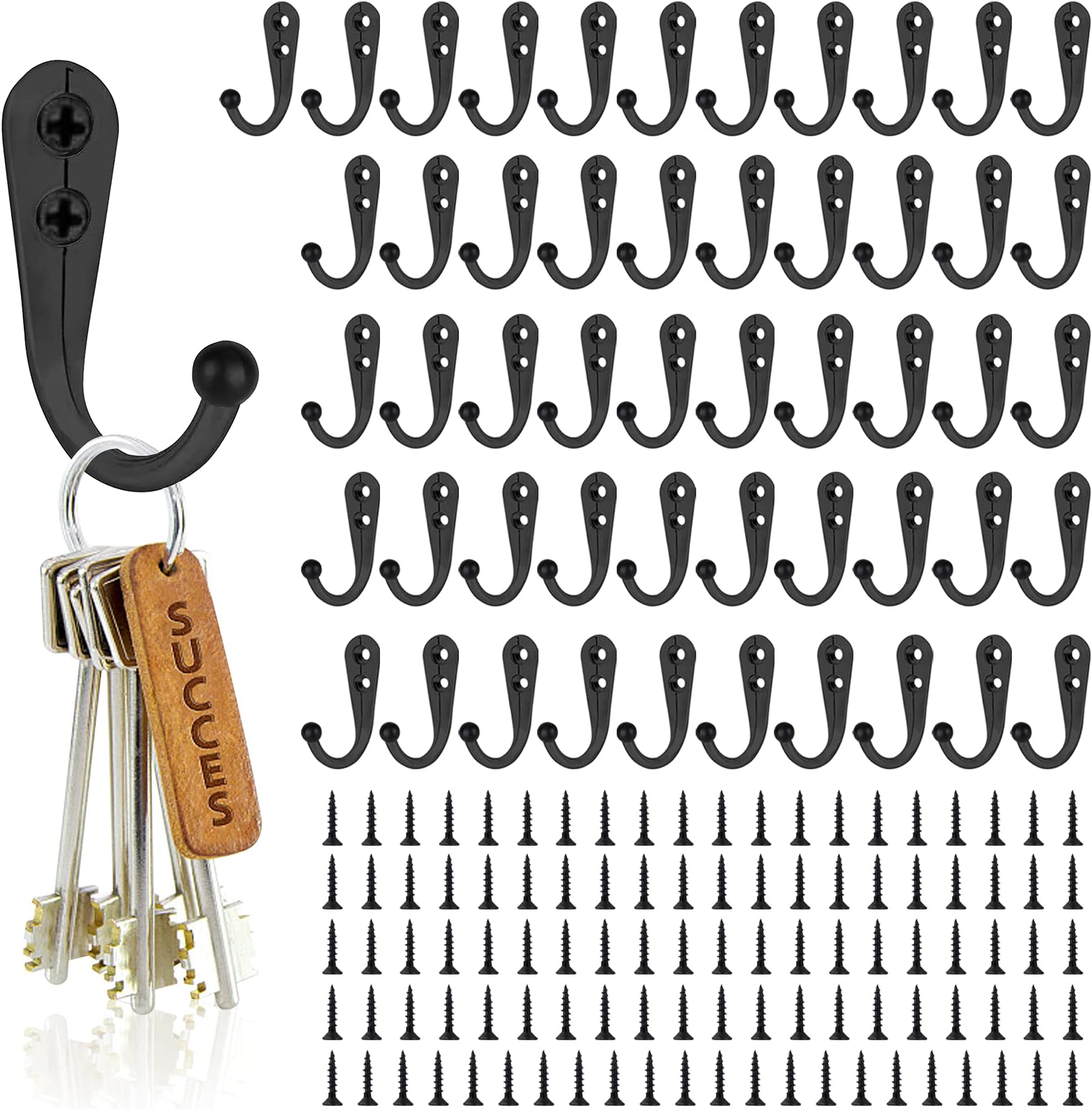 Amazon.com: Zhehao 100 Pieces Key Hooks Jewelry Small Hooks Key Hanging ...