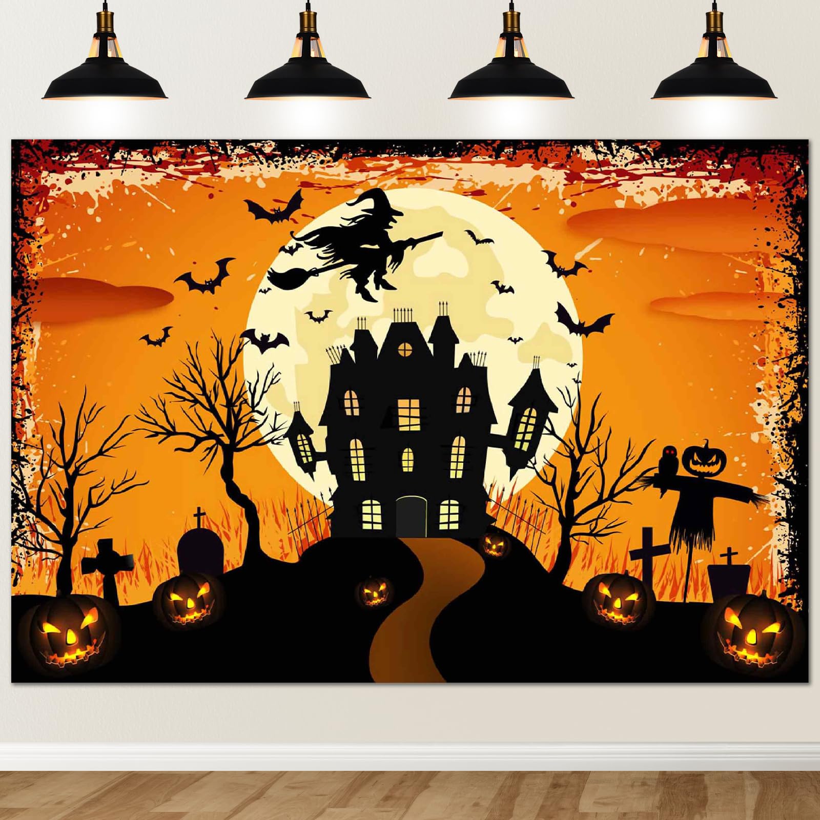 Amazon.com : Avezano Halloween Backdrop Horrible Night Graveyard ...