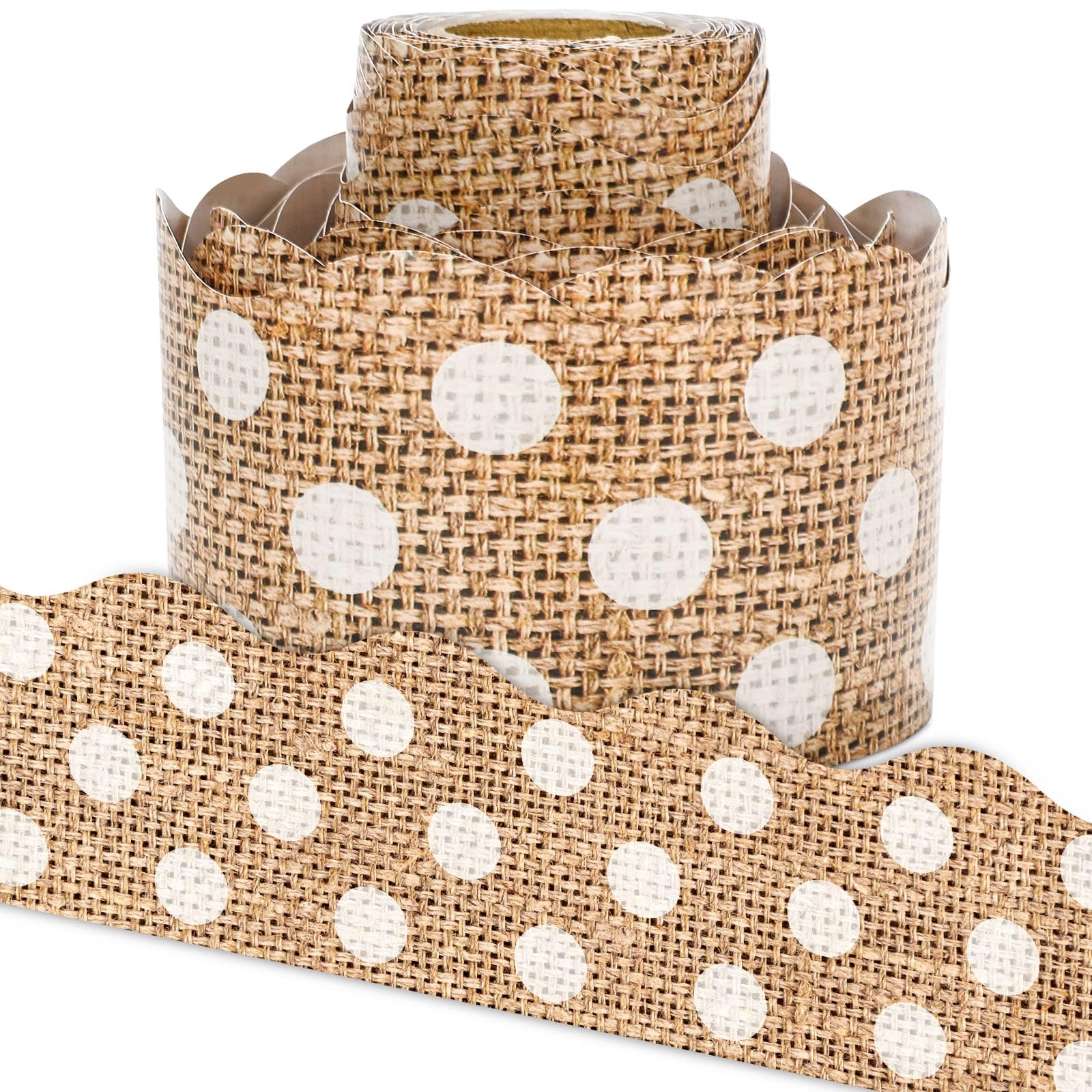 Amazon.com : Whaline 32.8ft Burlap Dot Bulletin Board Borders Brown ...