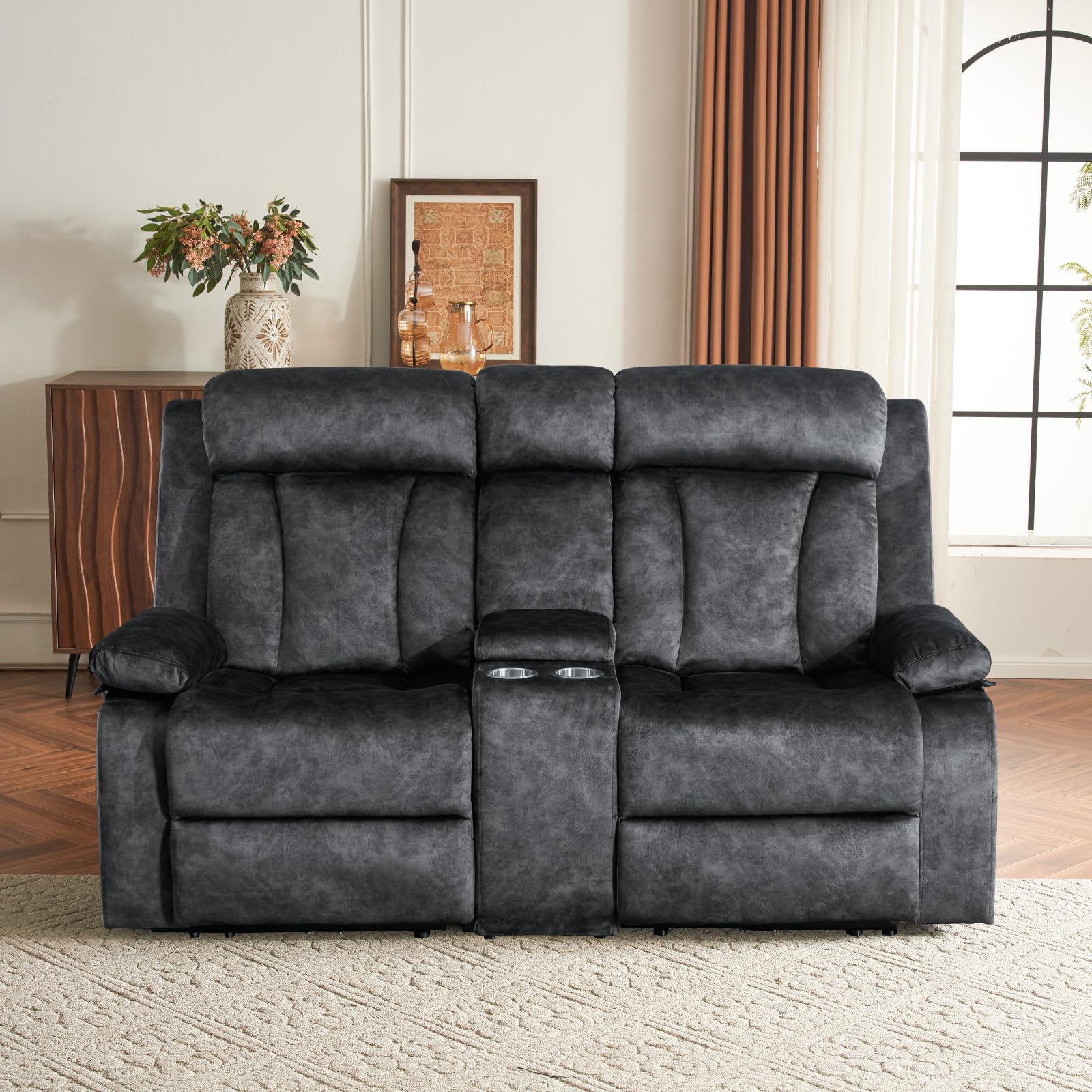 Amazon.com: PALLOME Power Reclining Loveseat with Console, Loveseat ...