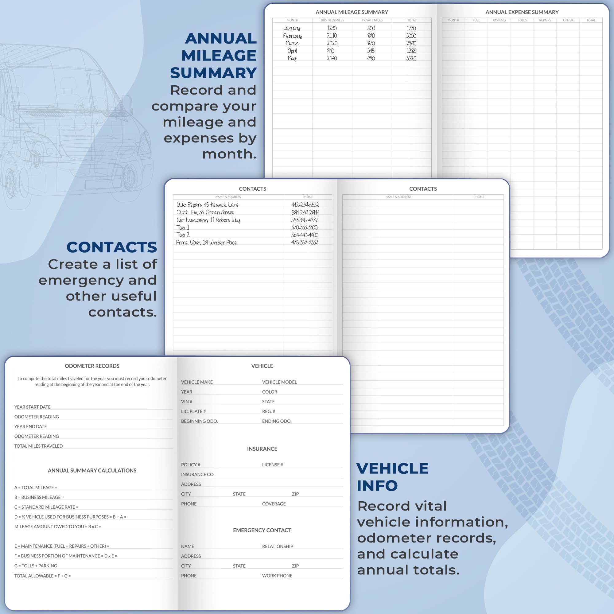 Snapklik.com : Skyline Auto Mileage Log Book Vehicle Logbook