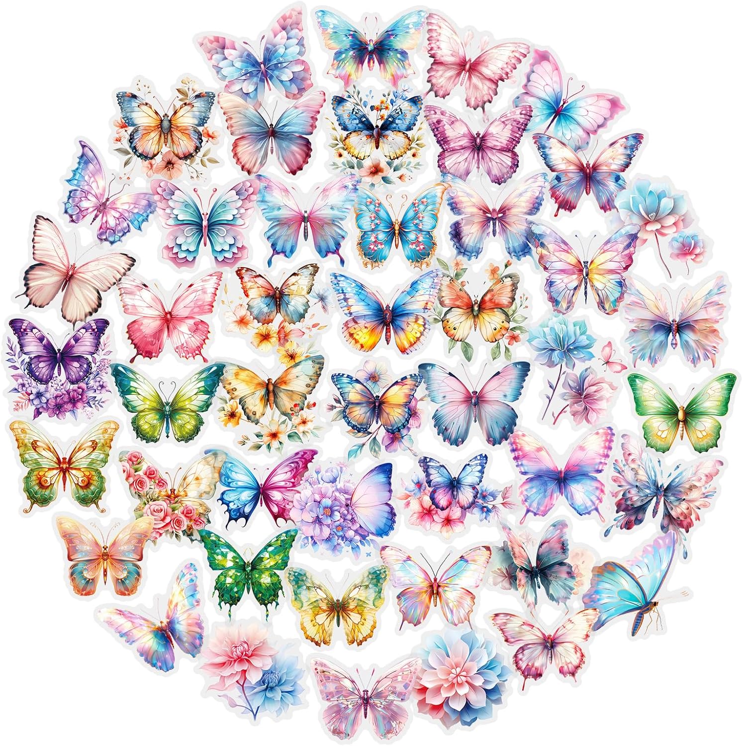 Amazon.com: Tisaindor 50 Pcs Butterfly Stickers,Realistic Transparent ...