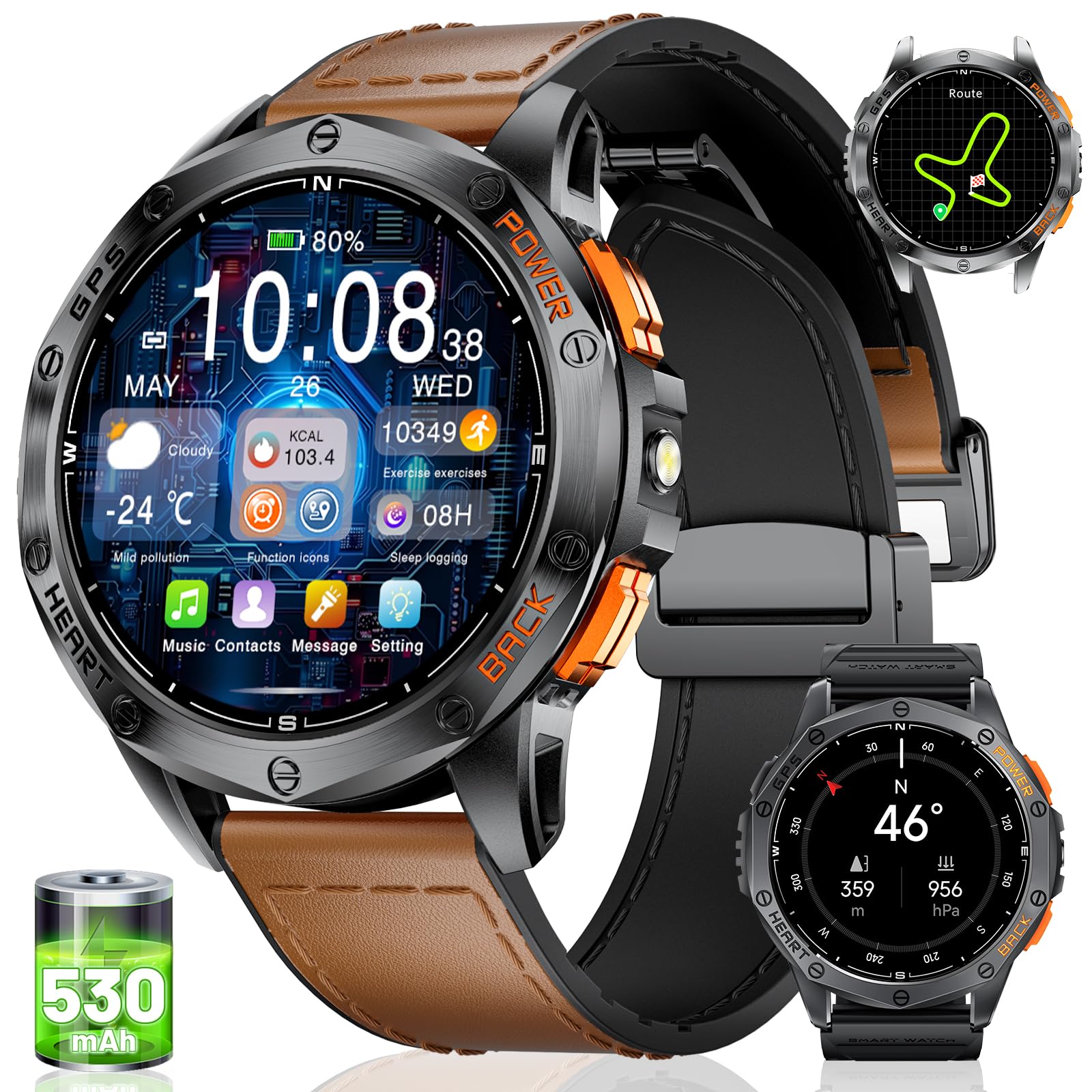 LIGE GPS Smart Watch for Men with 530mAh Battery(Make/Answer Call), 1. ...