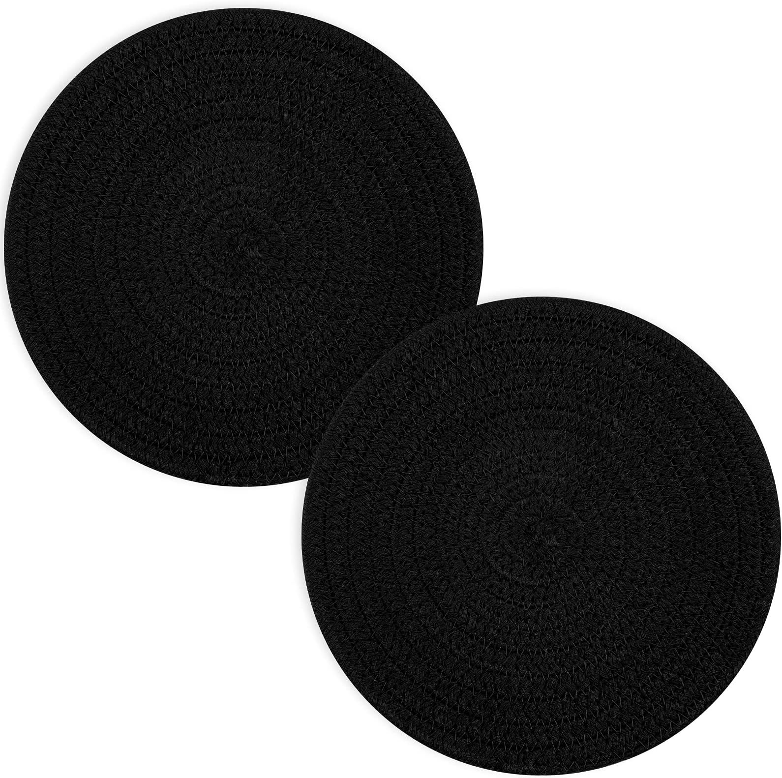 Amazon.com: 4PCS Cotton Round Woven Coasters Drink - Black Handmade ...