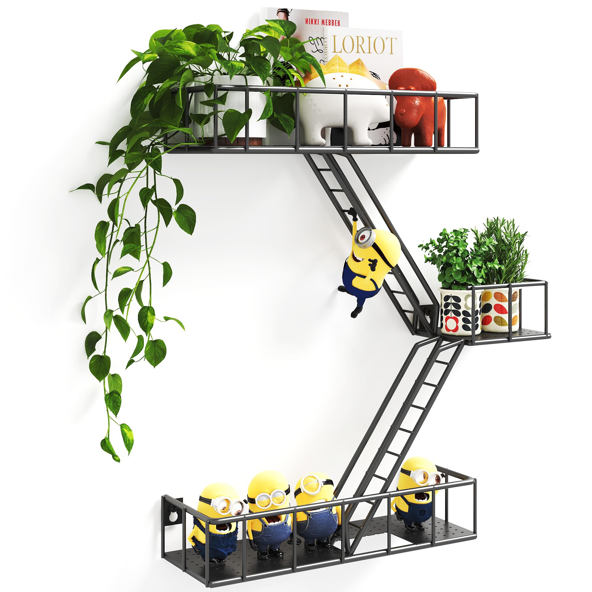 Amazon.com: MVPSONAG Fire Escape Shelf - 3 Tier Metal Black Fire Escape ...
